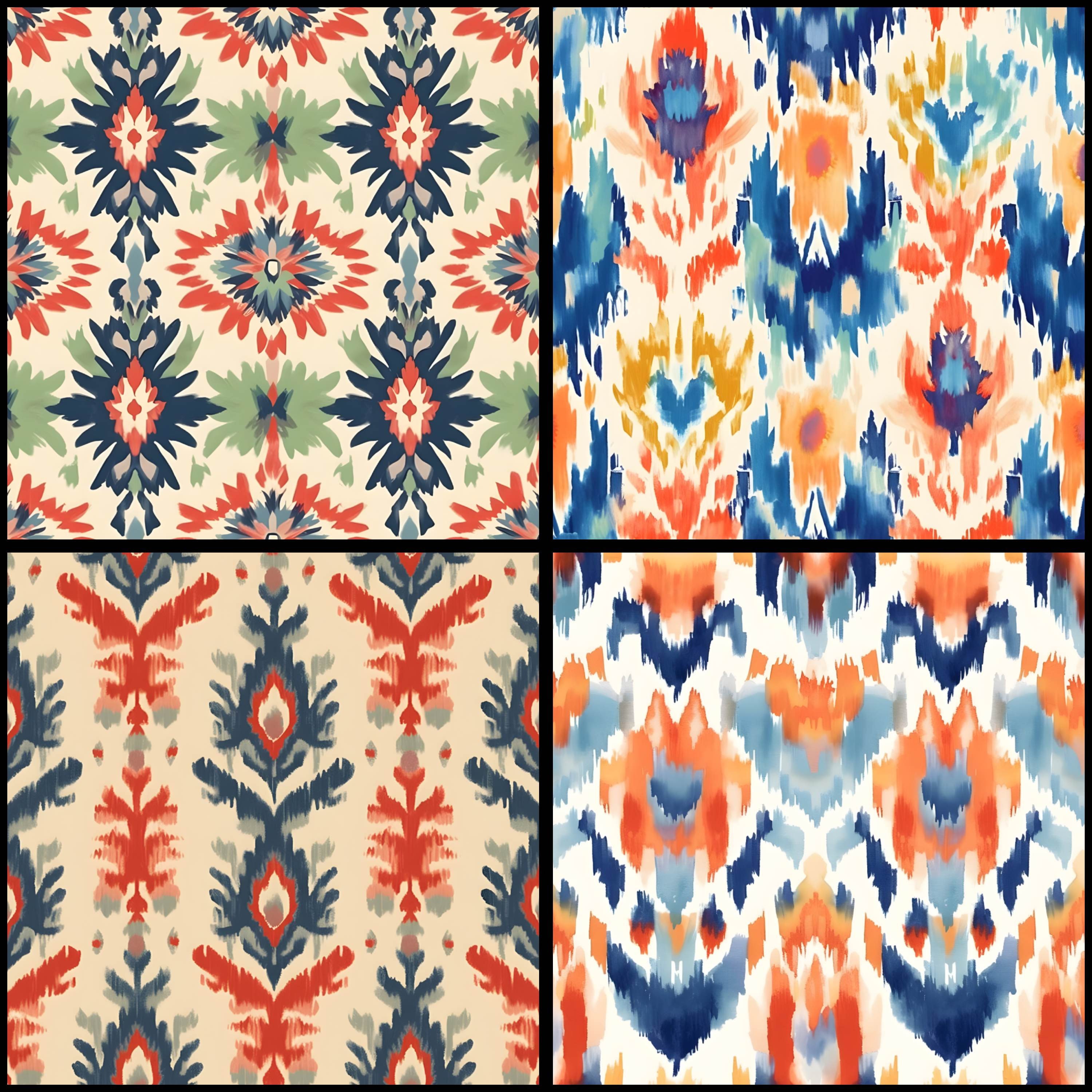 Digital Paper Ikat Pattern Instant Download Seamless Watercolor Ikat ...