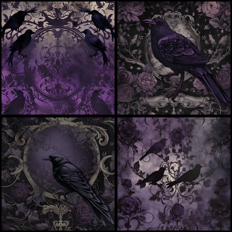 Digital Paper Gothic Pattern Instant Download Digital Raven Design ...