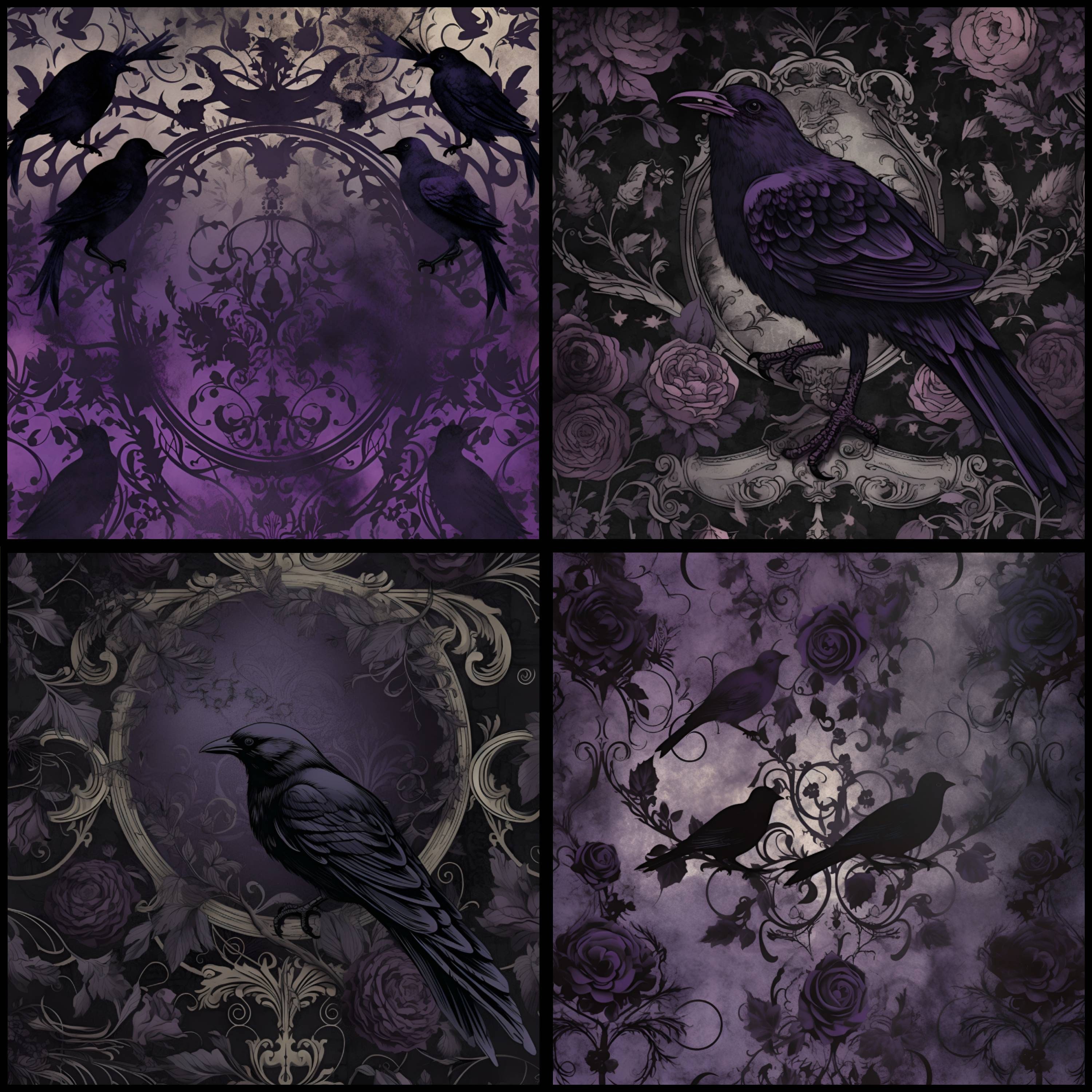 Digital Paper Gothic Pattern Instant Download Digital Raven Design ...
