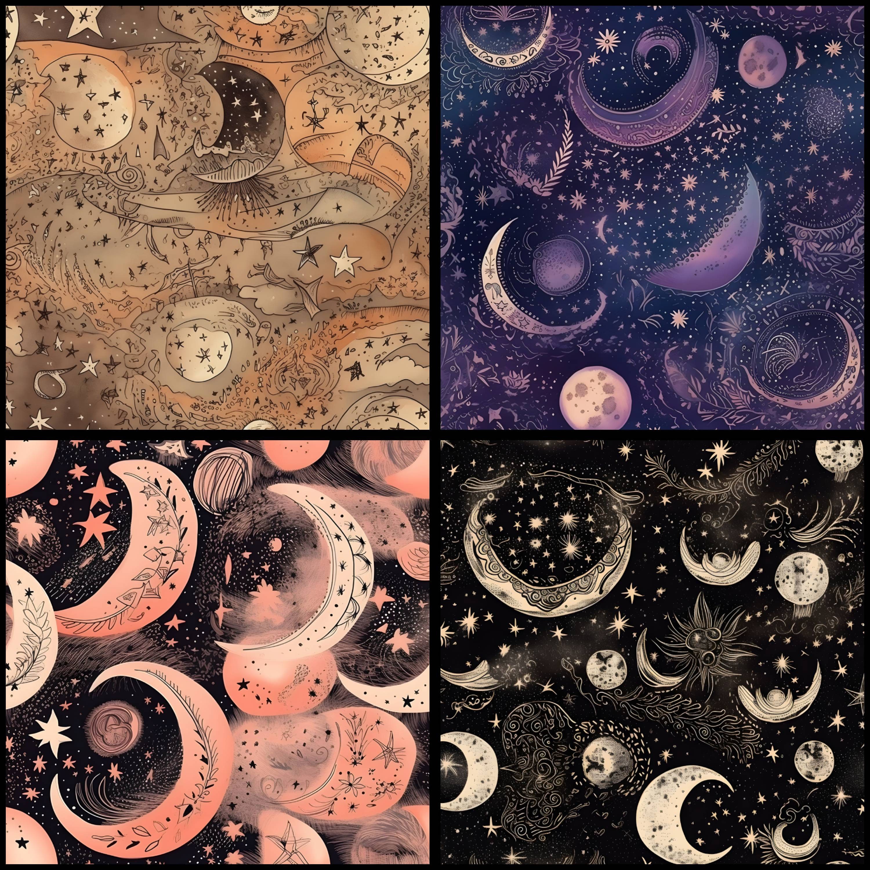 Digital Paper Night Sky Pattern Instant Download Seamless Digital ...