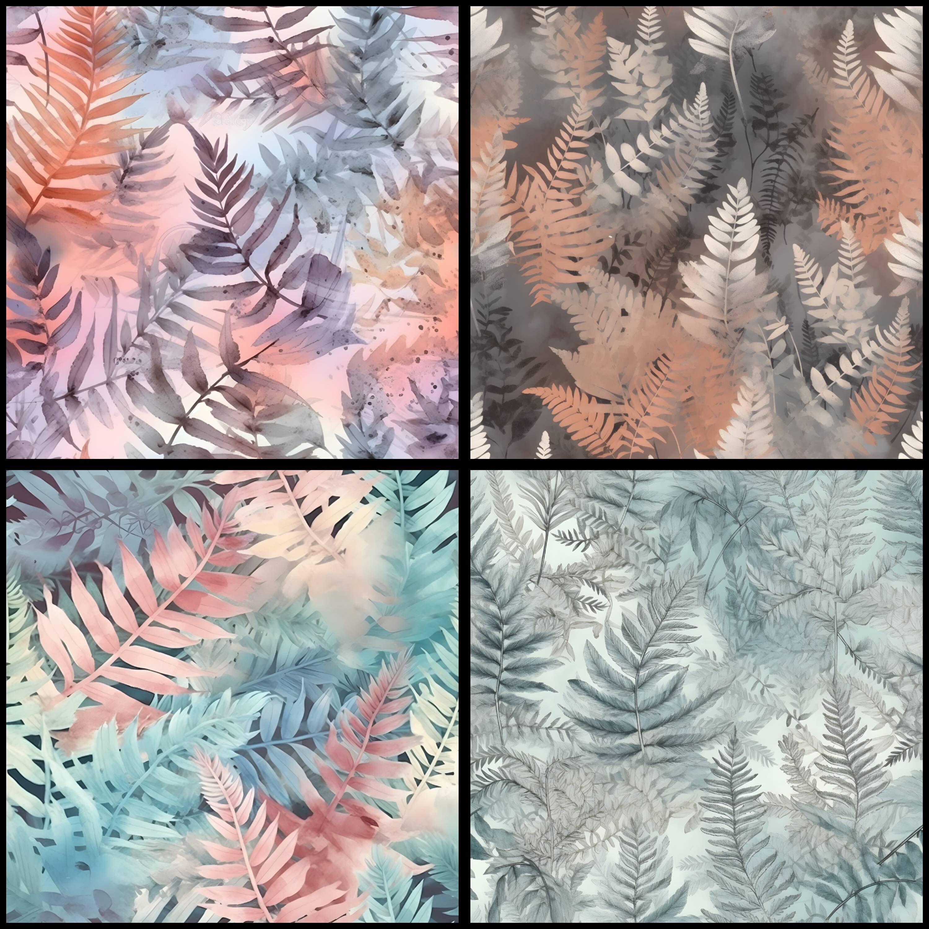 Digital Paper Fern Pattern Instant Download Seamless Digital Watercolor ...