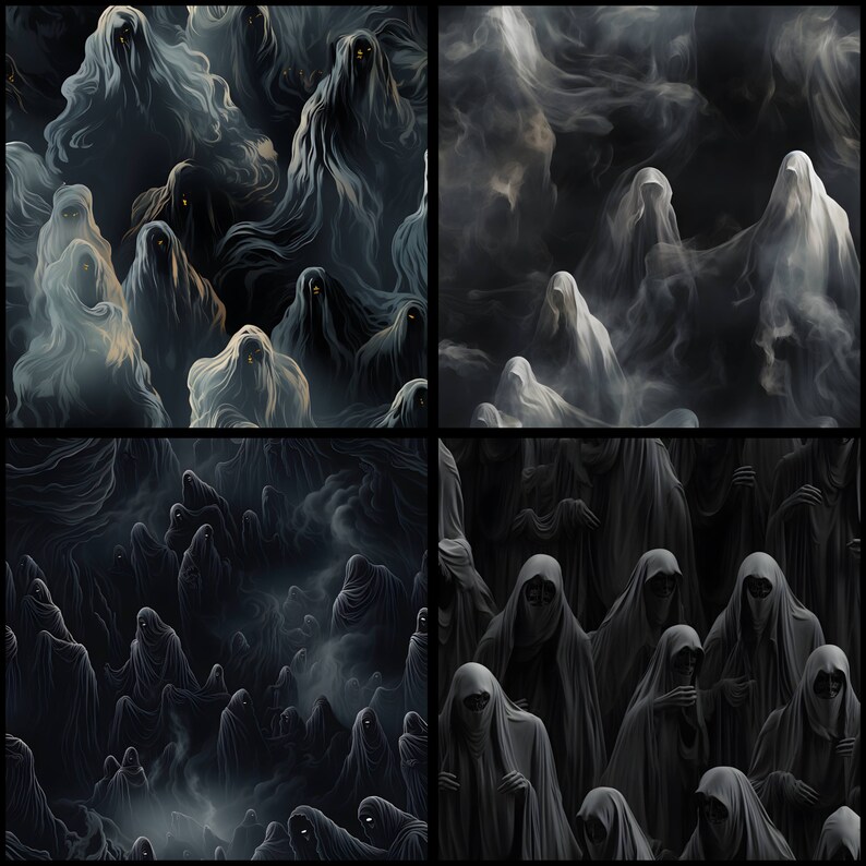 Halloween Digital Paper Spectral Pattern Instant Download Seamless ...