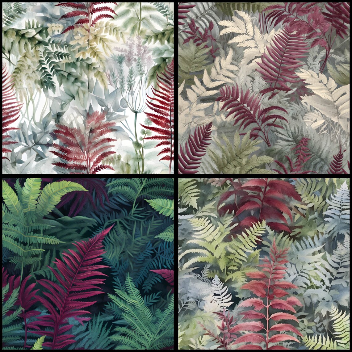 Digital Paper Fern Pattern Instant Download Seamless Digital Japanese ...