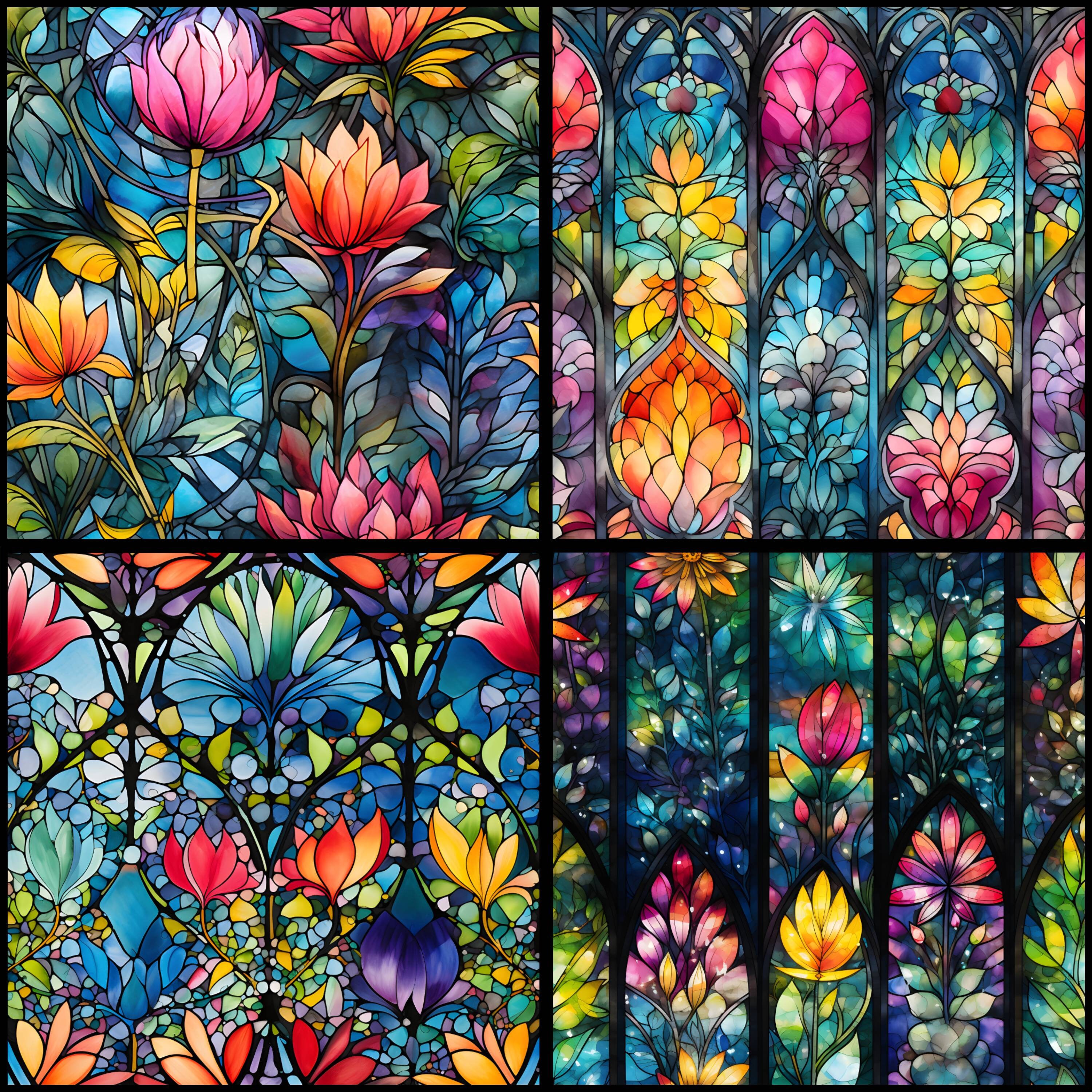 Digital Paper Stained Glass Pattern Instant Download Seamless ...
