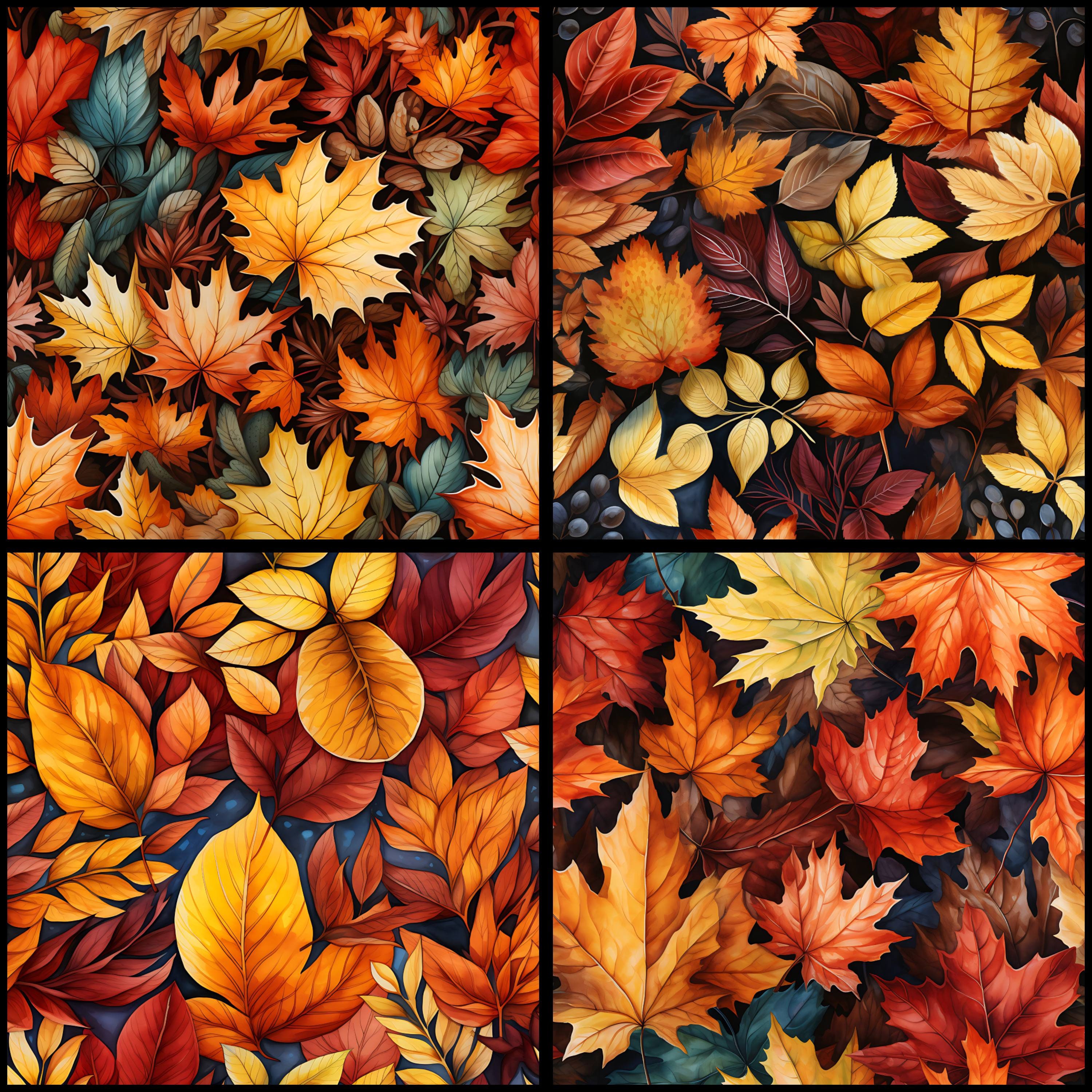 Digital Paper Foliage Pattern Instant Download Seamless Digital Autumn Foliage Design Scrapbook ...