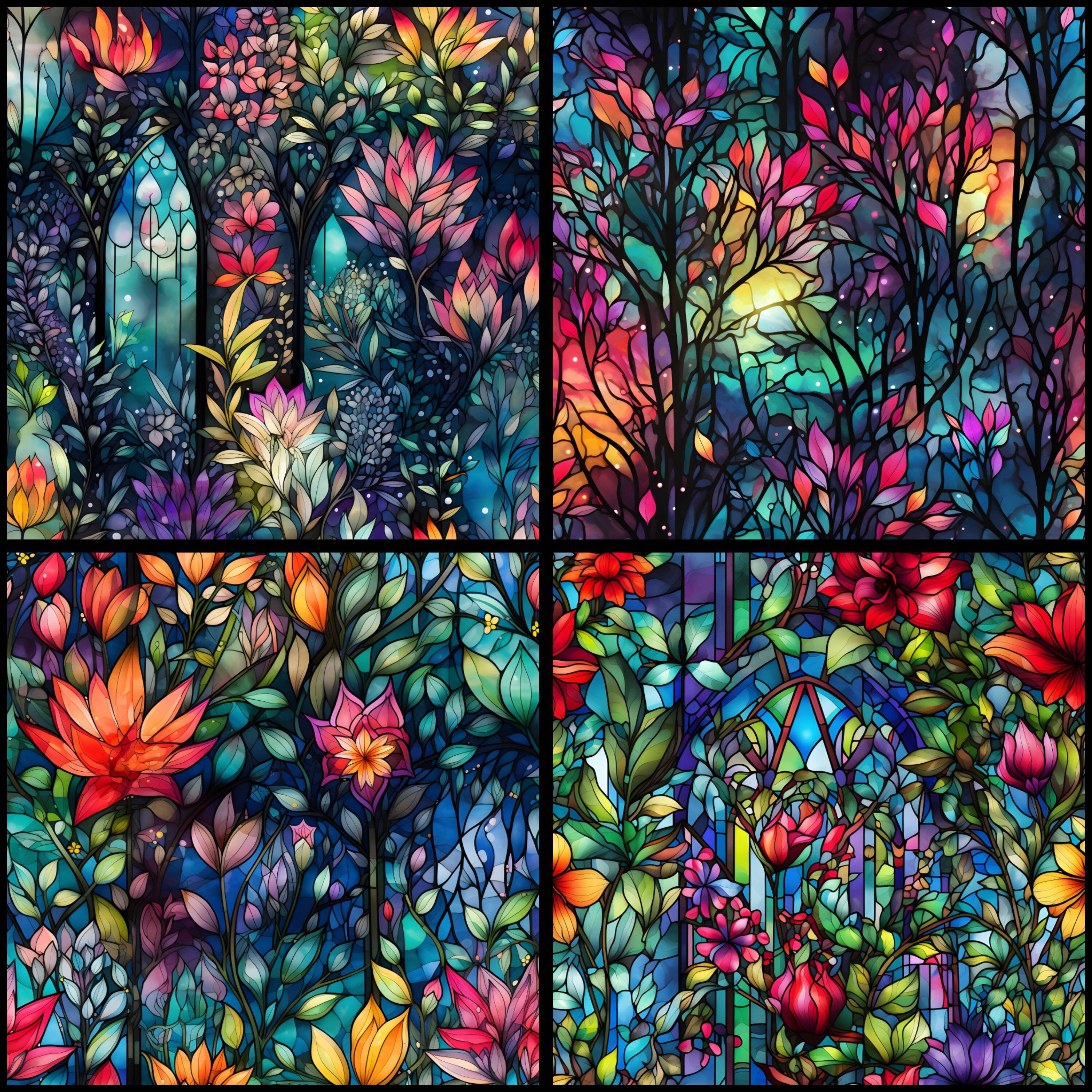 Digital Paper Stained Glass Pattern Instant Download Seamless ...