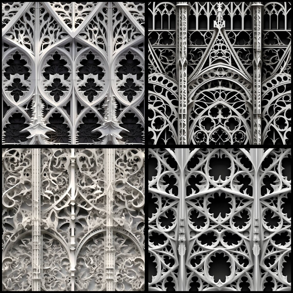 Digital Paper Kirigami Pattern Instant Download Seamless Digital Gothic ...