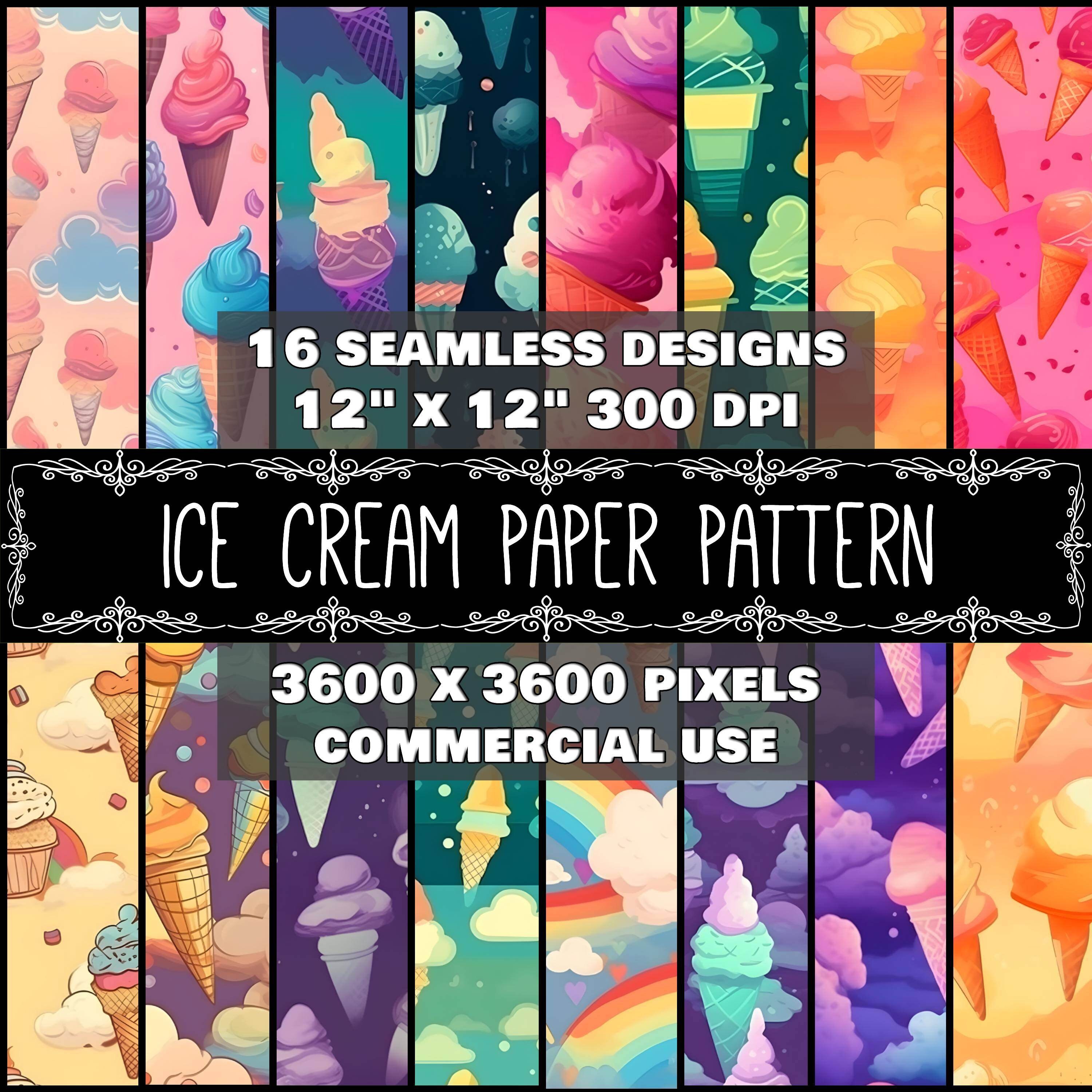 Digital Paper Ice Cream Pattern Instant Download Seamless Ice-cream ...