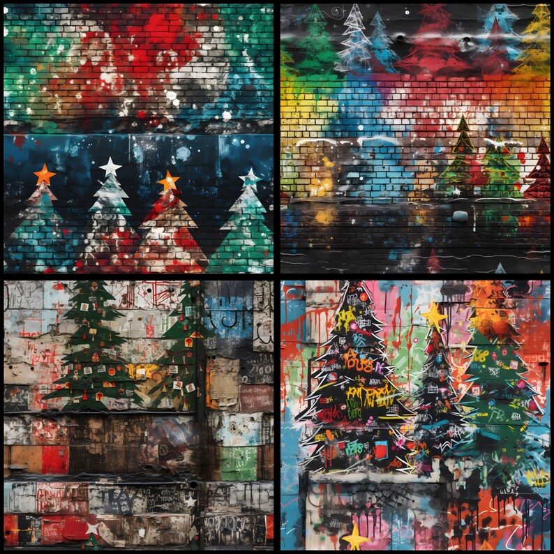 Christmas Digital Paper Graffiti Pattern Instant Download Seamless ...