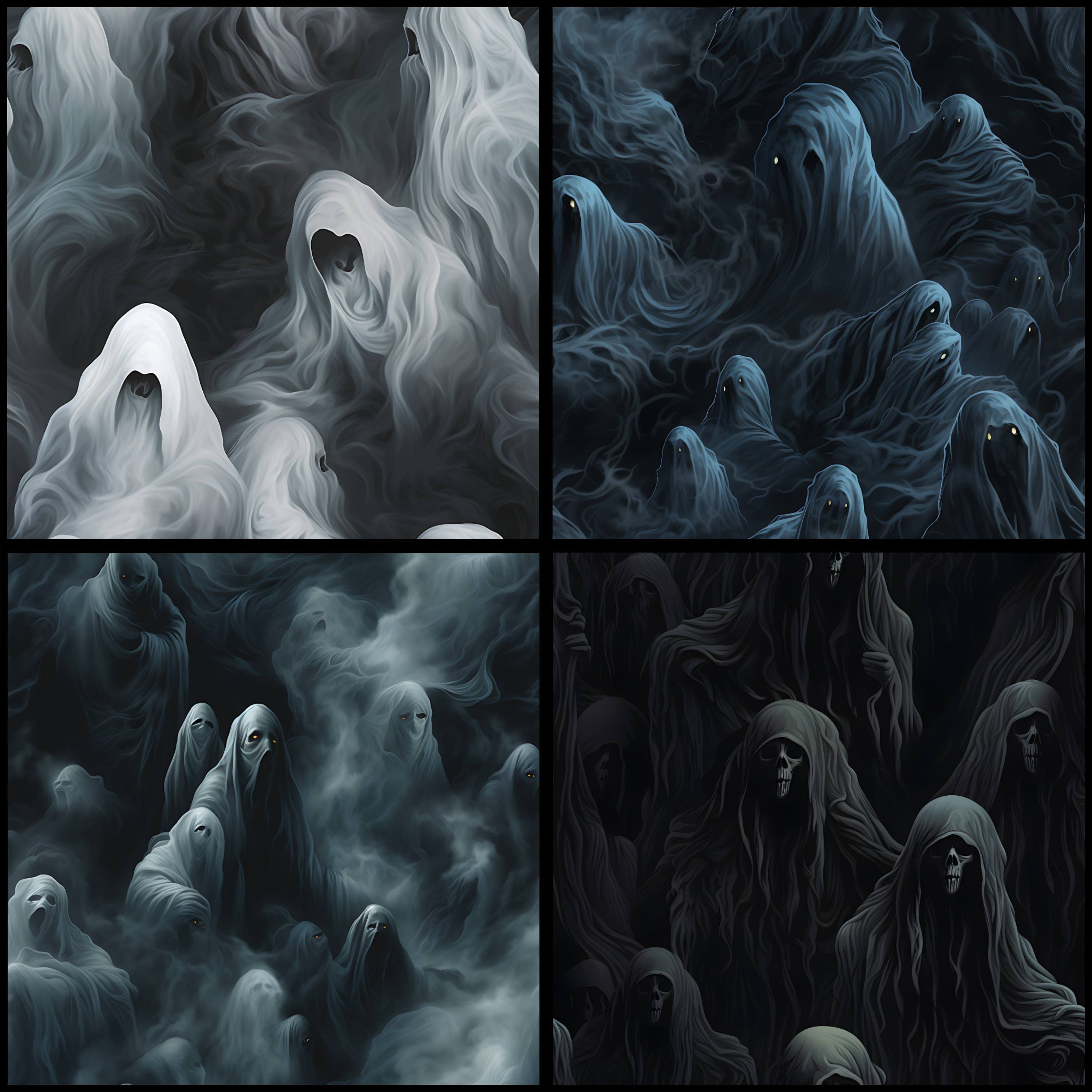 Halloween Digital Paper Spectral Pattern Instant Download Seamless ...