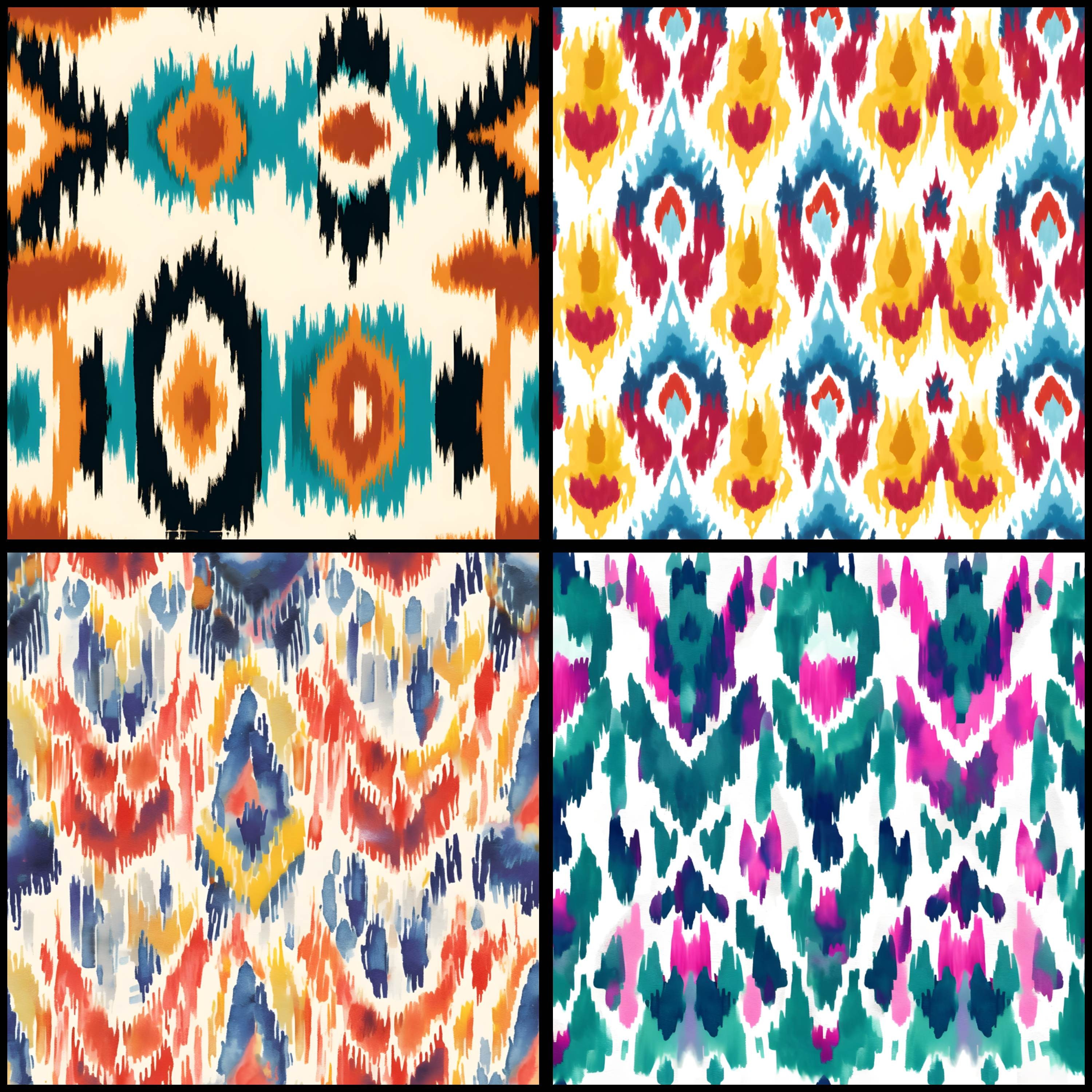 Digital Paper Ikat Pattern Instant Download Seamless Watercolor Ikat ...