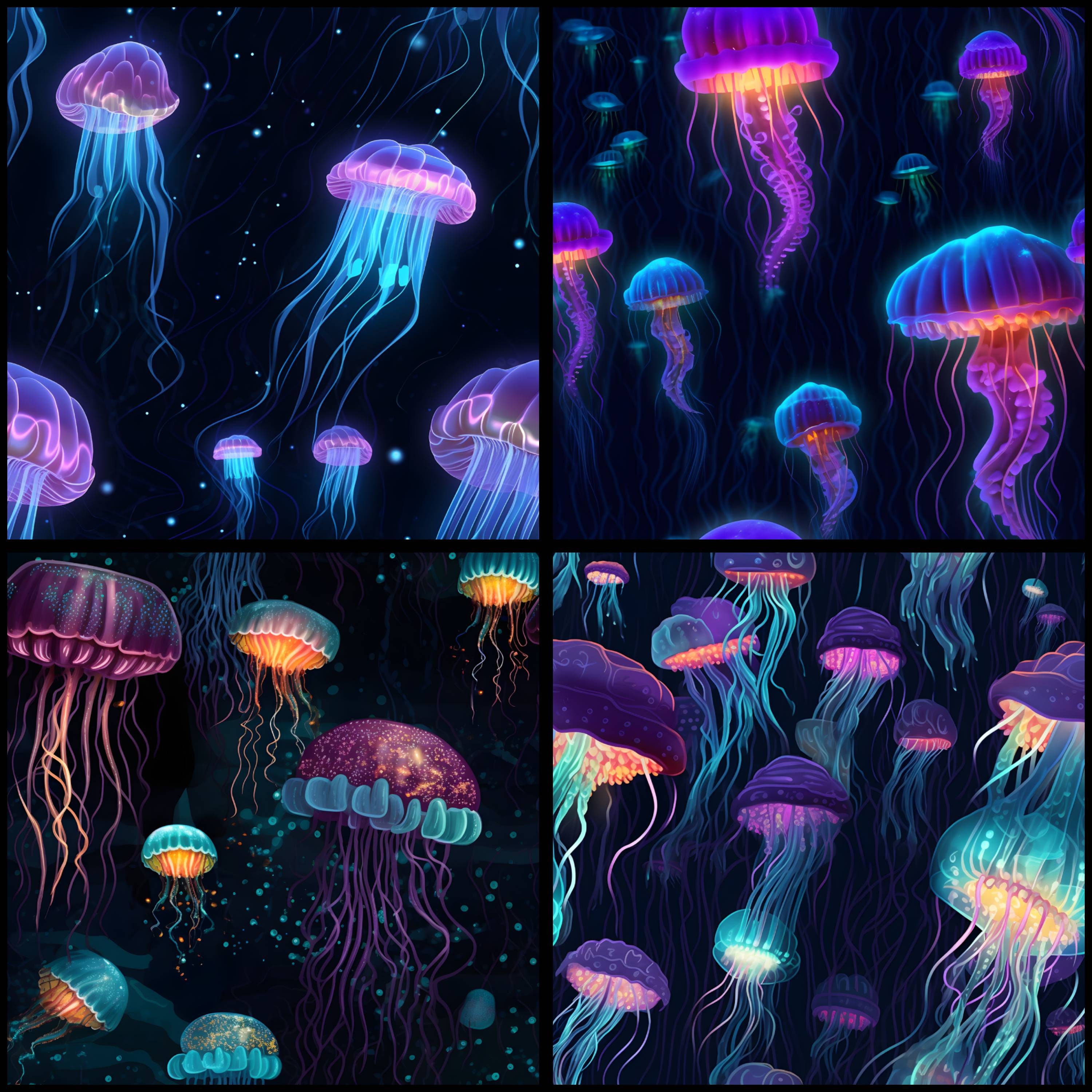 Digital Paper Jellyfish Pattern Instant Download Seamless Digital ...