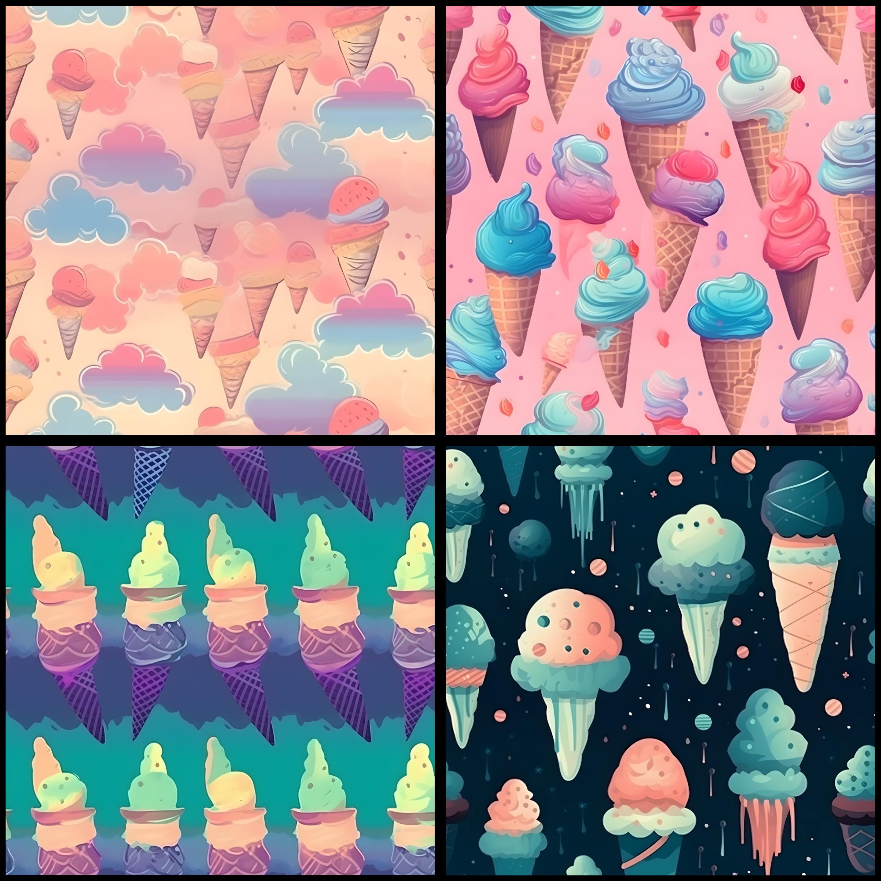 Digital Paper Ice Cream Pattern Instant Download Seamless Ice-cream ...