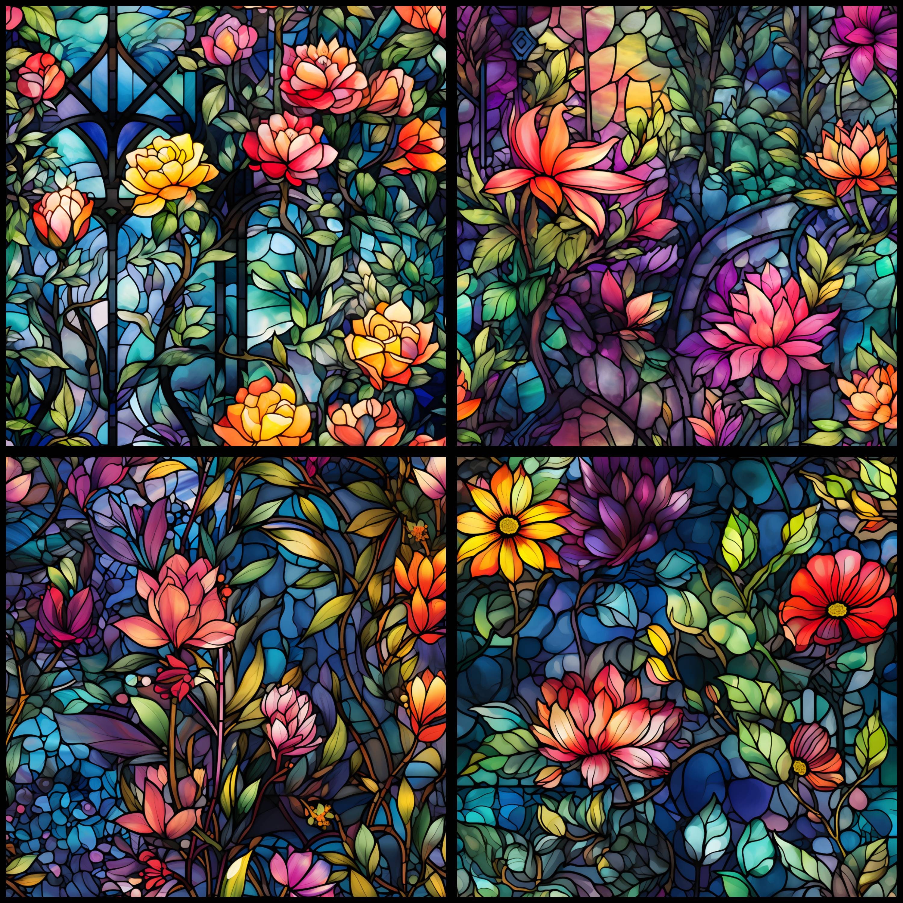 Digital Paper Stained Glass Pattern Instant Download Seamless ...