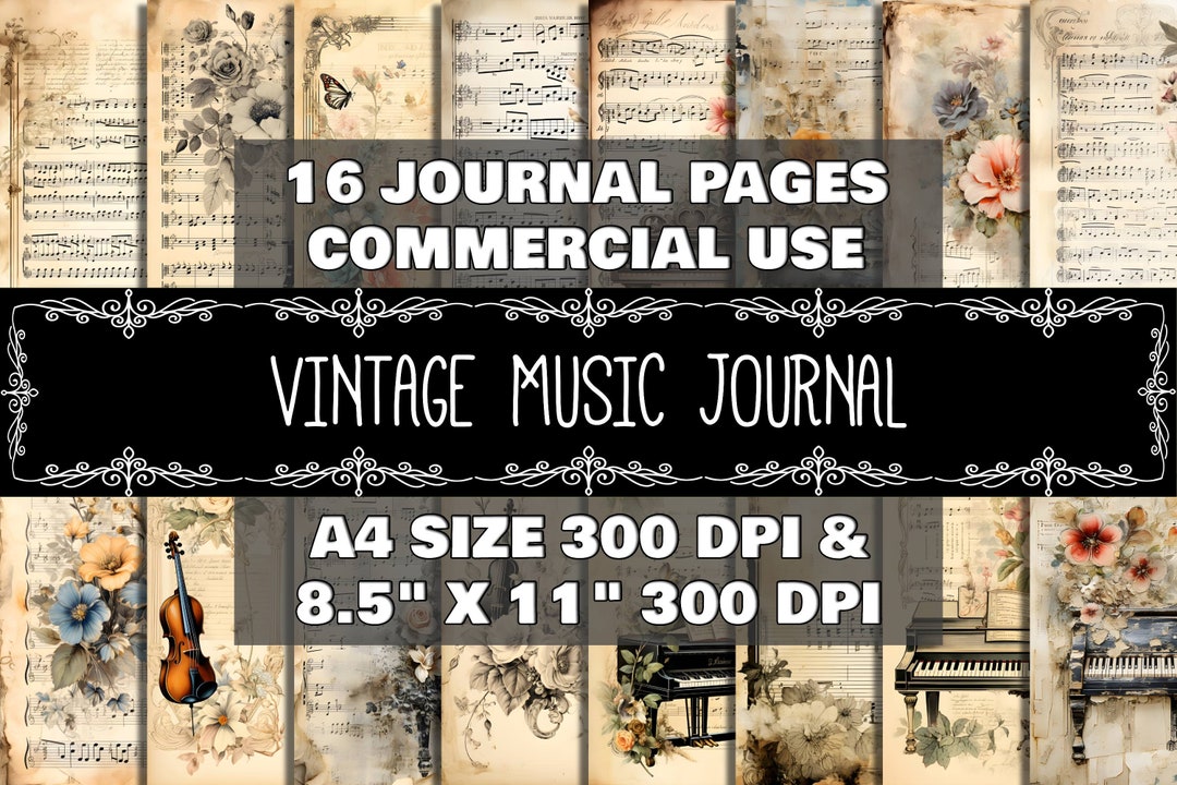 Digital Journal Music Pattern Instant Download Printable Journal ...