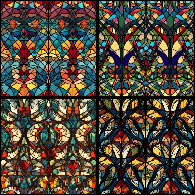 Digital Paper Stained Glass Pattern Instant Download Seamless Digital ...
