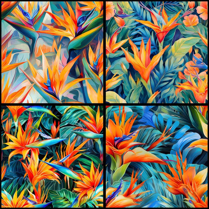 Digital Paper Bird of Paradise Pattern Instant Download Seamless ...