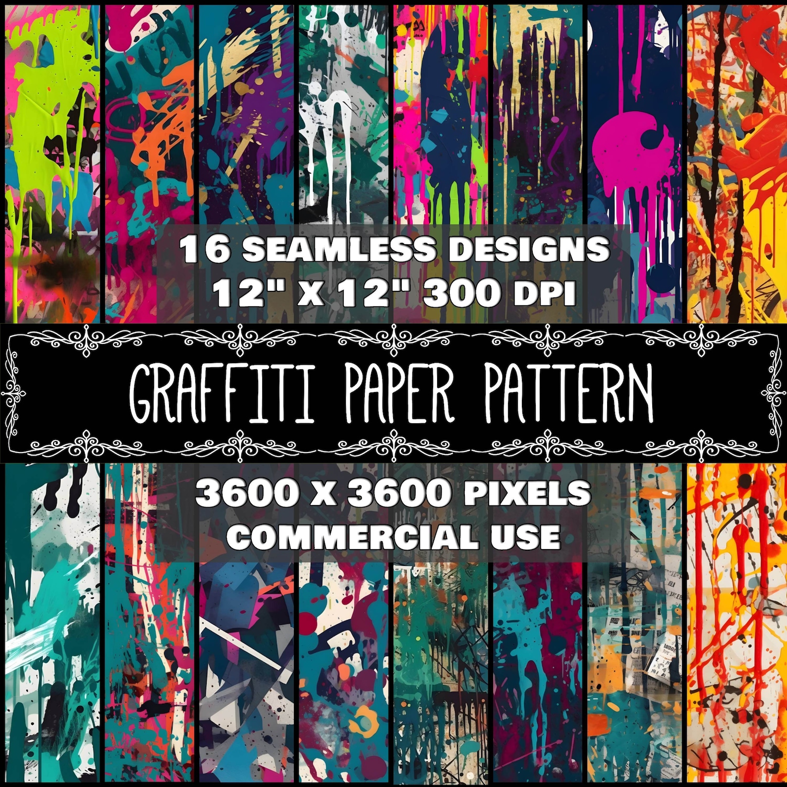 Digital Paper Graffiti Pattern Seamless Instant Download Digital ...