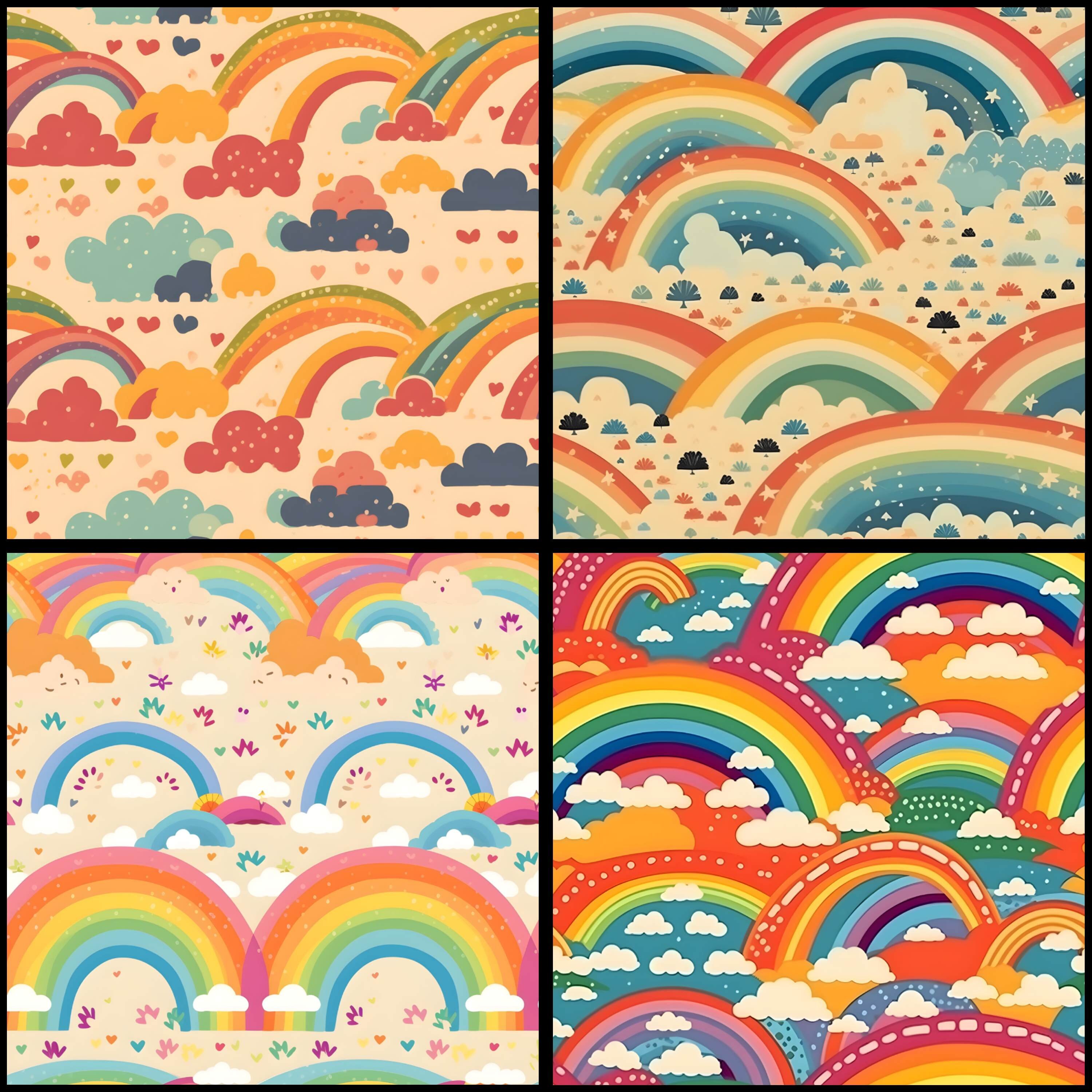 Digital Paper Rainbow Pattern Instant Download Seamless Digital Rainbow ...