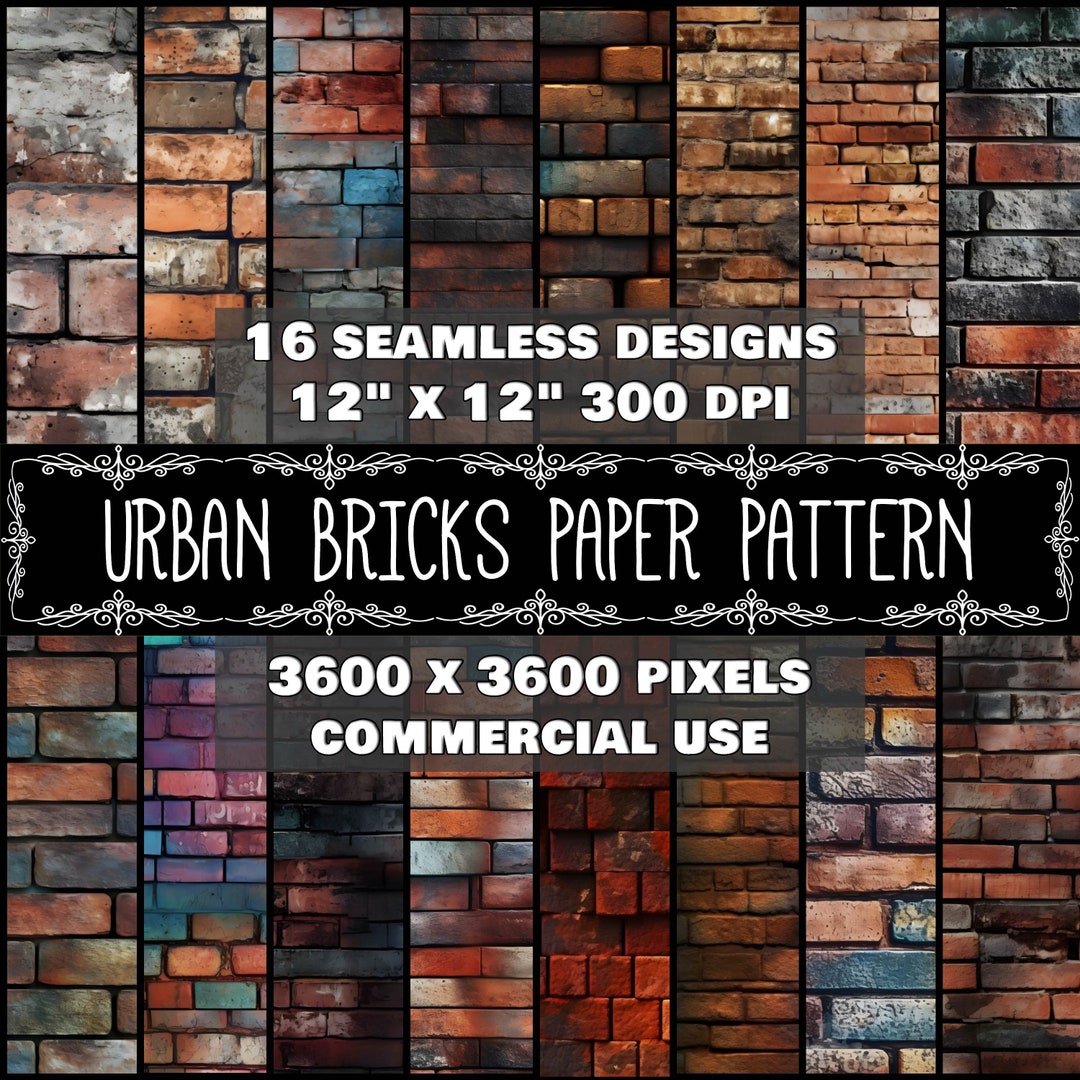 Digital Paper Brick Pattern Instant Download Seamless Urban Digital ...