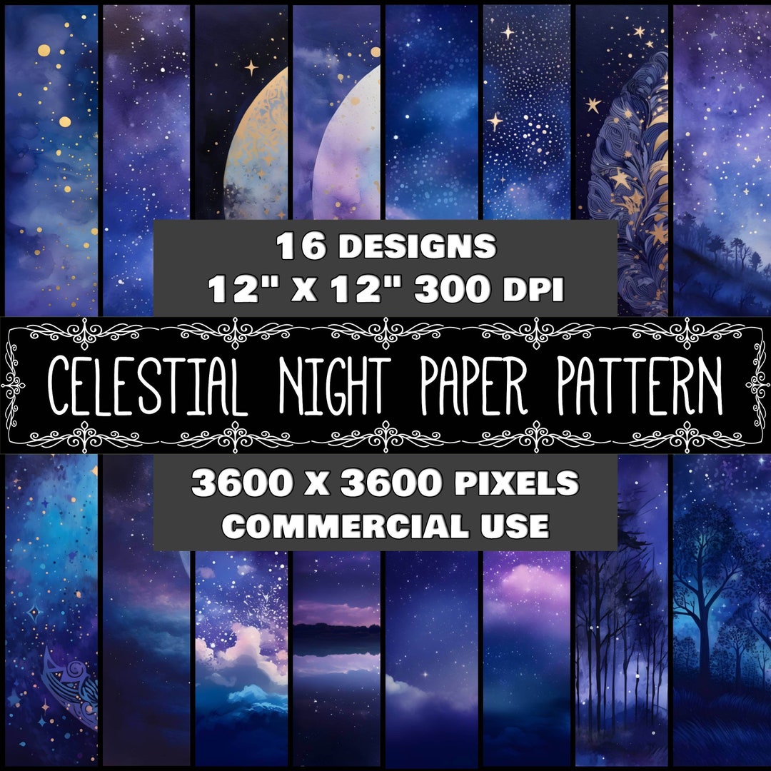 Digital Paper Night Sky Pattern Instant Download Digital Celestial ...