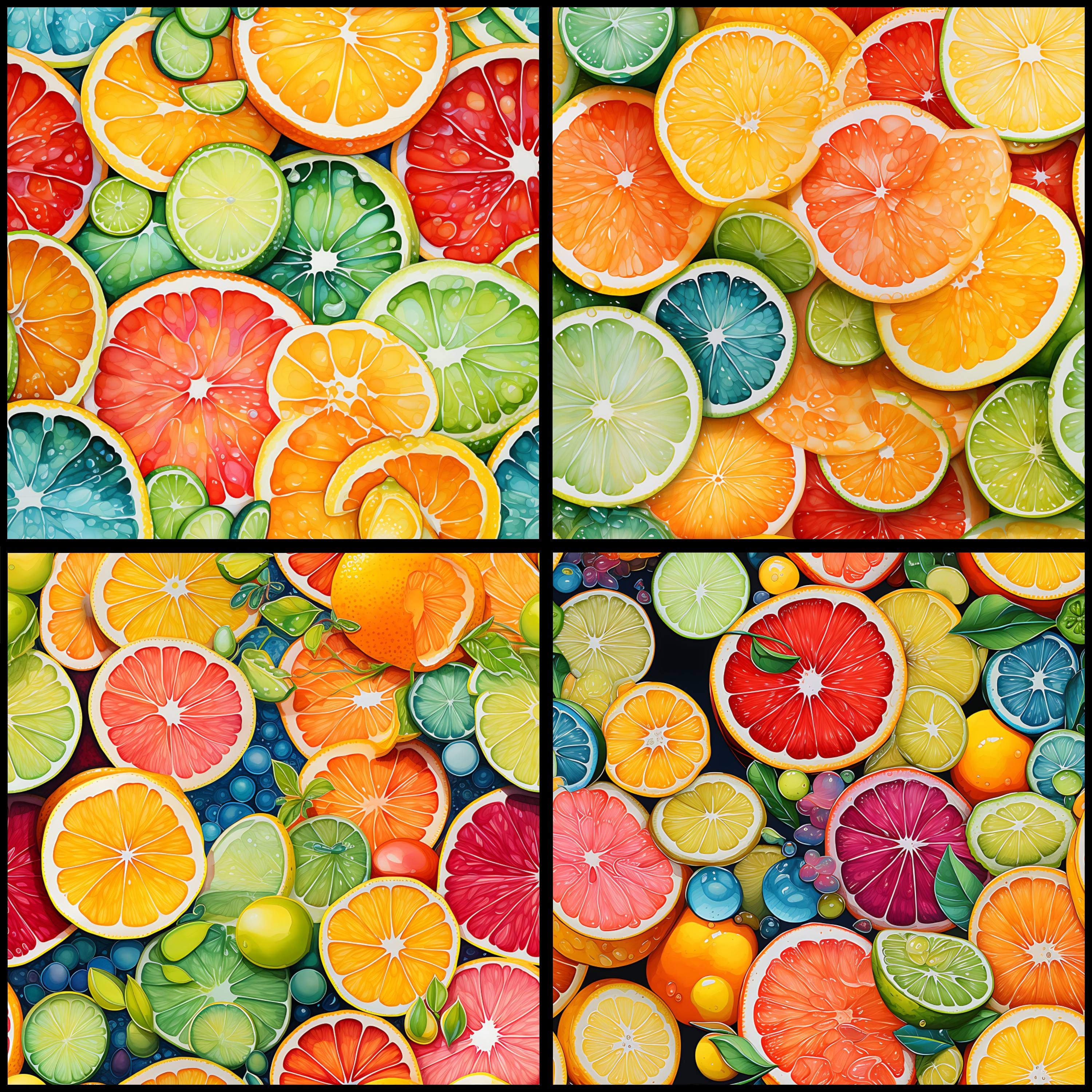 Digital Paper Citrus Pattern Instant Download Seamless Digital ...