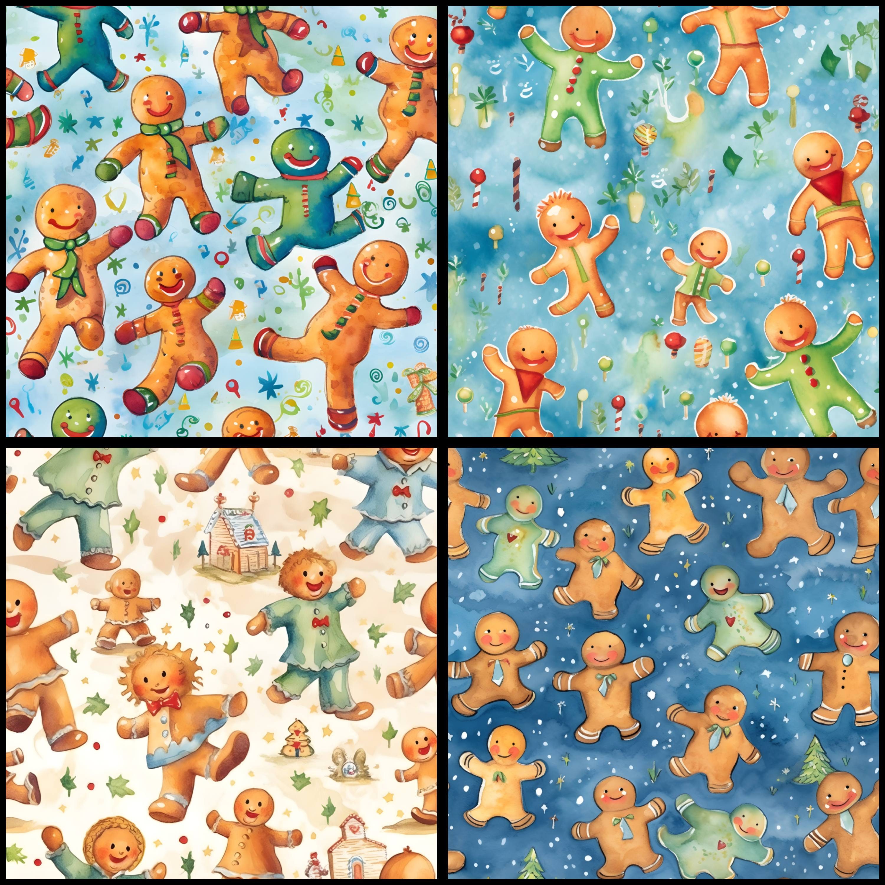 Digital Paper Gingerbread Men Pattern Instant Download Seamless Digital ...