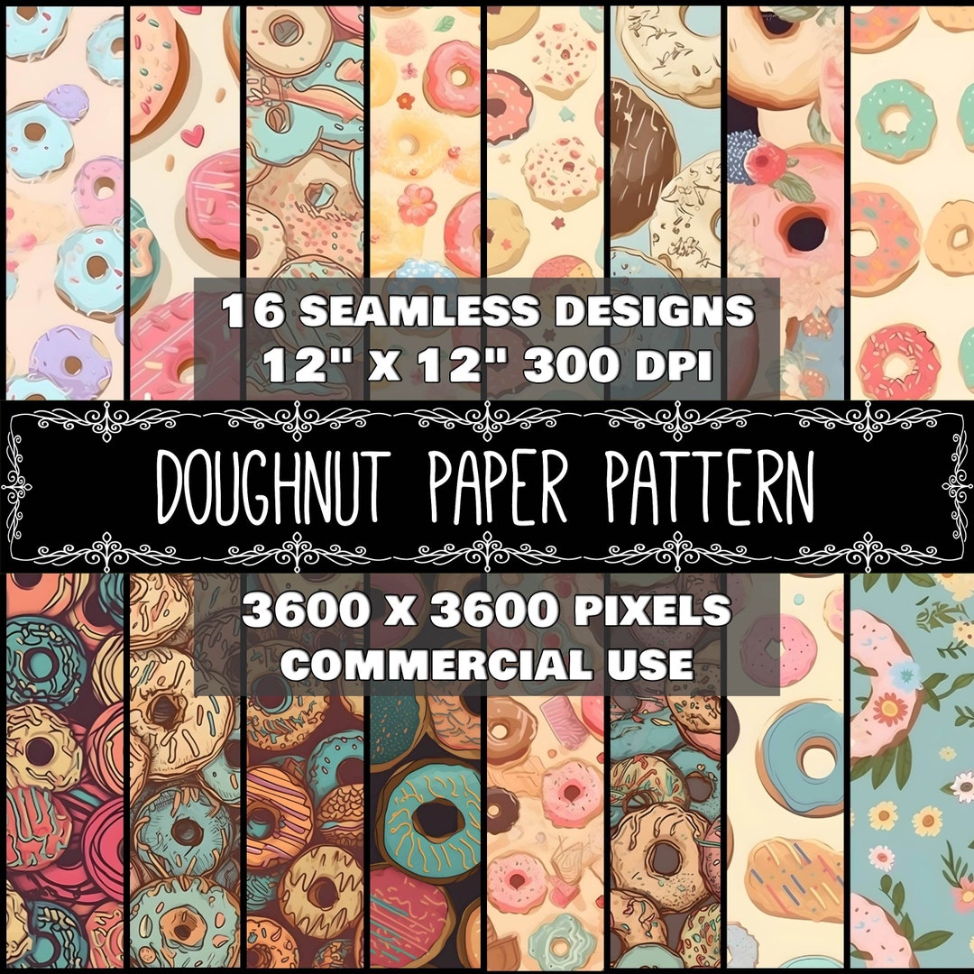 Digital Paper Donut Pattern Instant Download Seamless Digital Doughnut ...