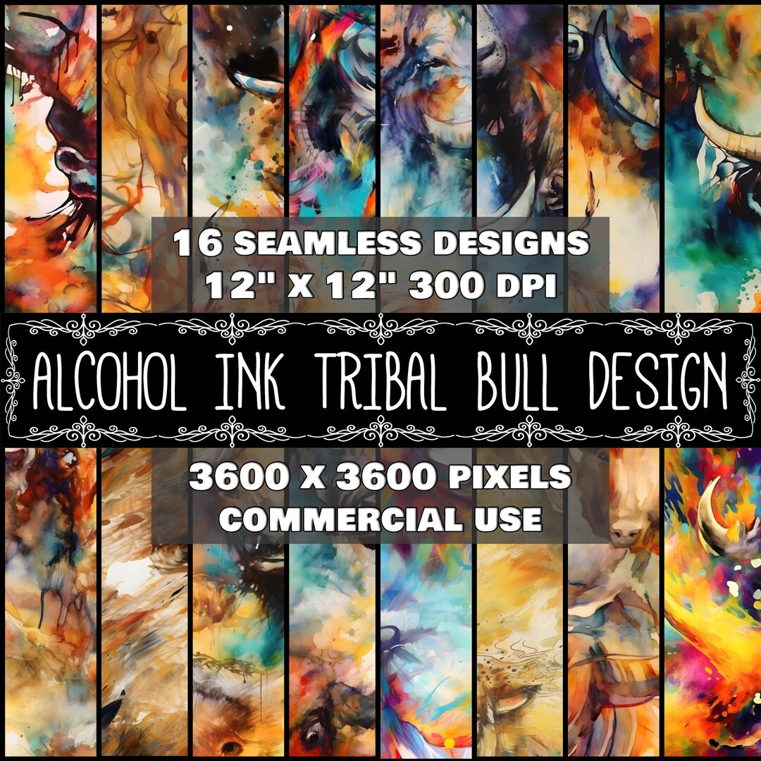 Digital Paper Tribal Pattern Instant Download Seamless Digital Bull ...