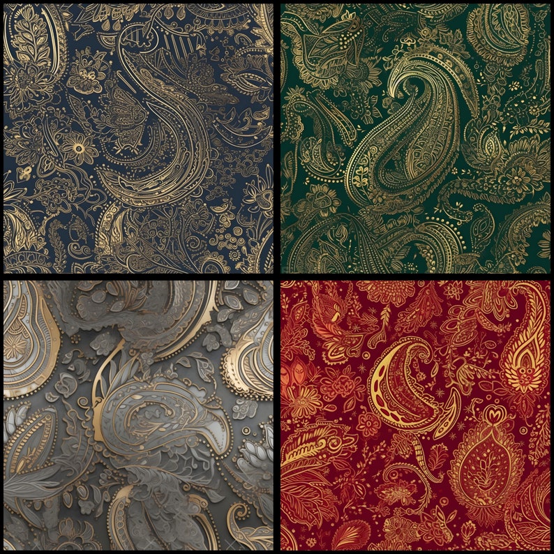 Digital Paper Gold Paisley Pattern Instant Download Seamless Digital ...