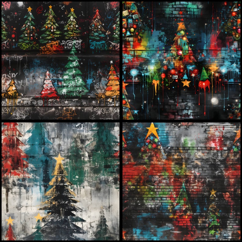 Christmas Digital Paper Graffiti Pattern Instant Download Seamless ...