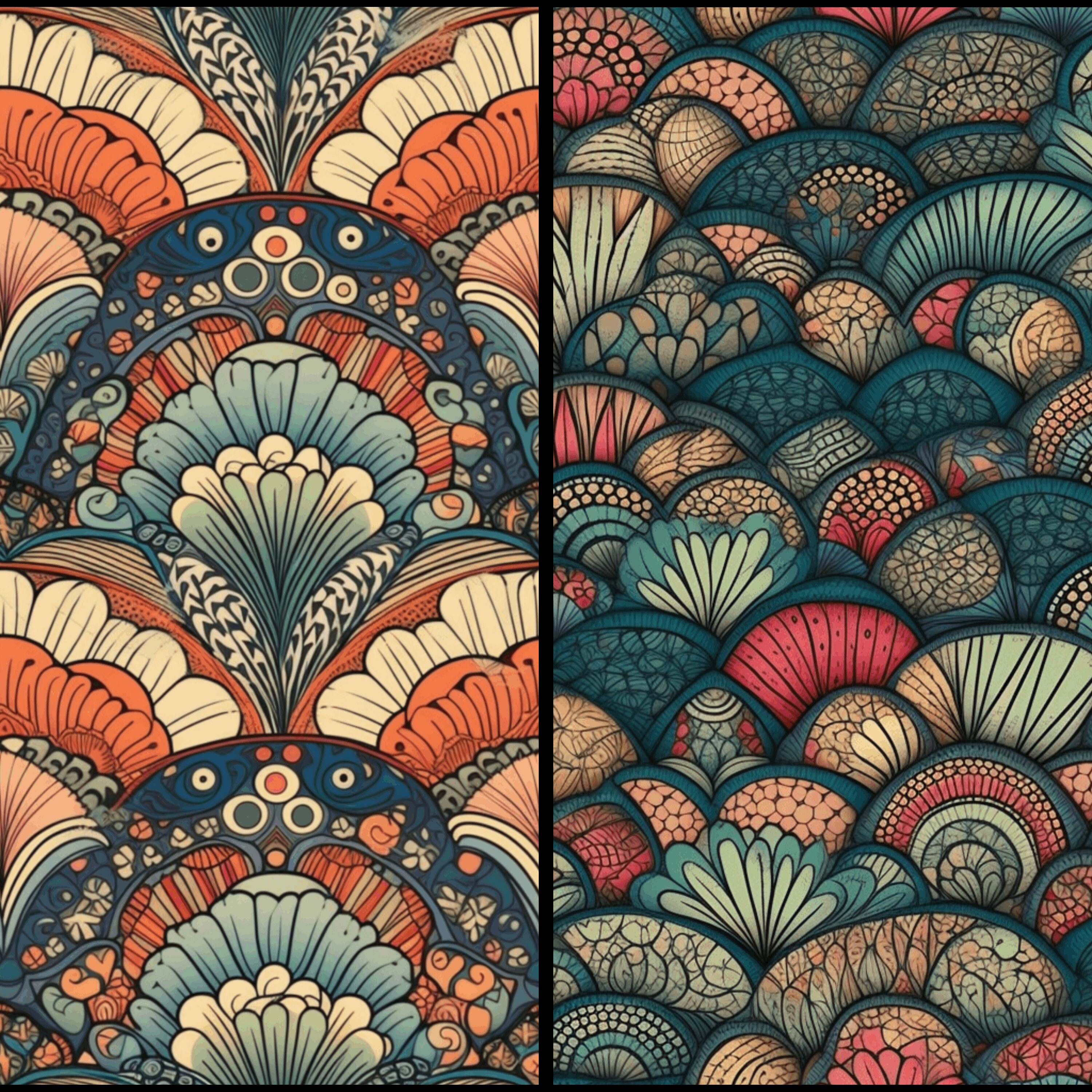 Digital Paper Scallop Pattern Instant Download Seamless Digital Scallop ...