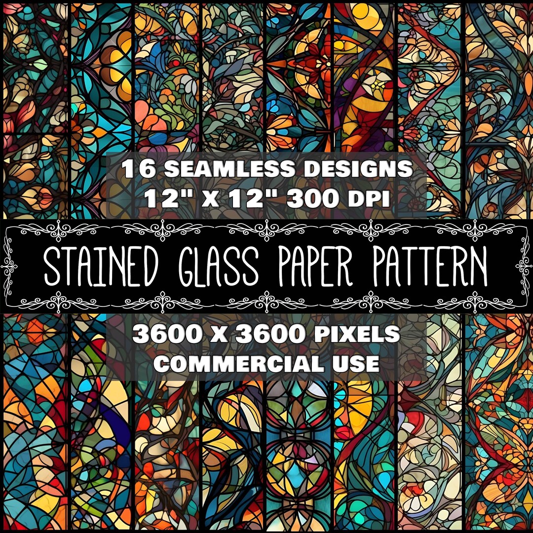 Digital Paper Stained Glass Pattern Instant Download Seamless Digital ...