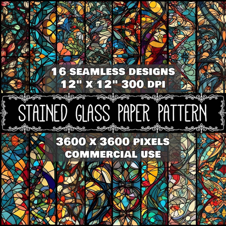 Digital Paper Stained Glass Pattern Instant Download Seamless Digital ...