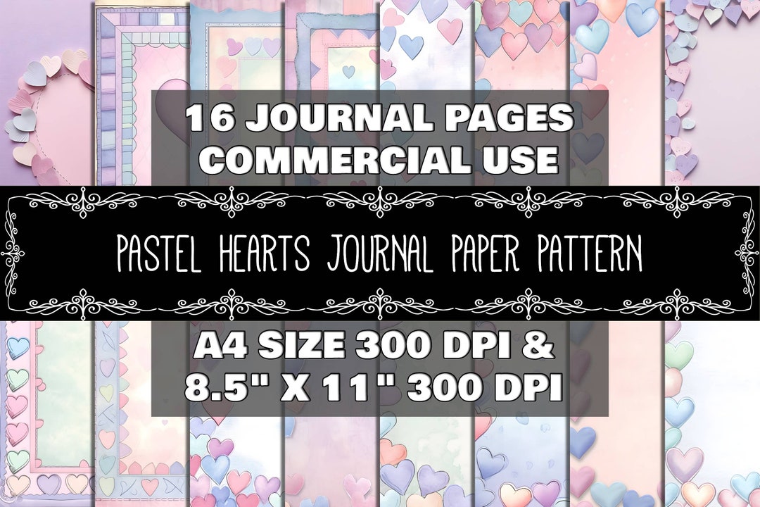 Digital Journal Heart Pattern Instant Download Digital Journal Pastel ...