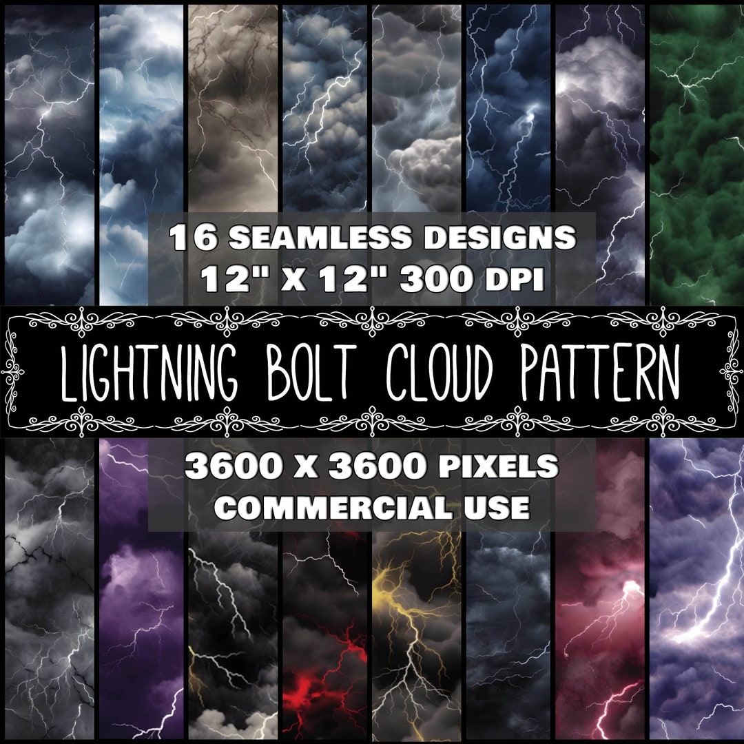 Digital Paper Lightning Bolt Pattern Instant Download Seamless Digital ...