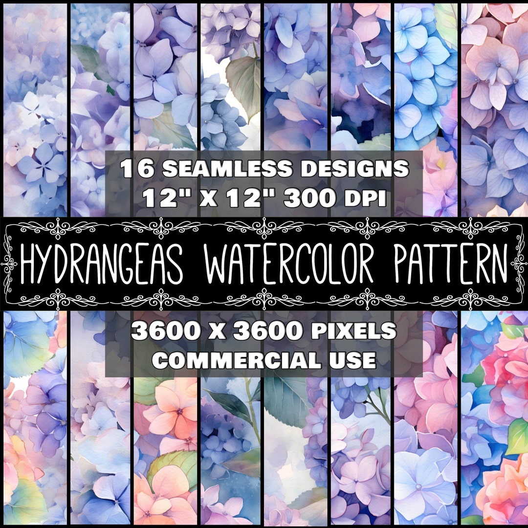 Digital Paper Hydrangea Pattern Instant Download Seamless Digital ...