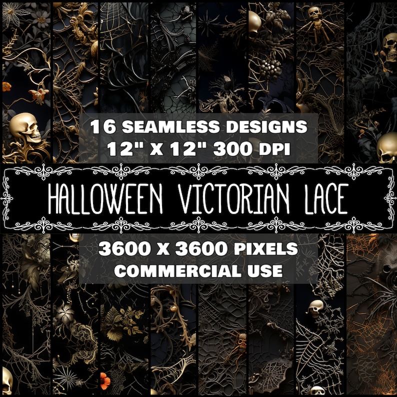 Halloween Digital Paper Lace Pattern Instant Download Seamless Digital ...