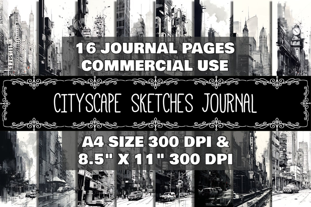 Digital Journal Cityscape Pattern Instant Download Printable Journal ...