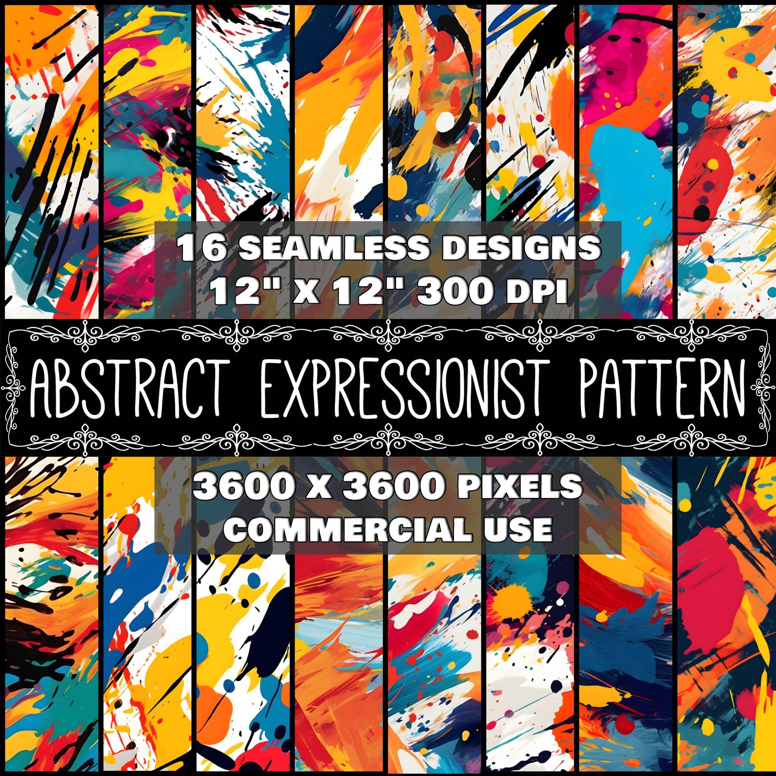 Digital Paper Expressionist Pattern Instant Download Seamless Digital ...