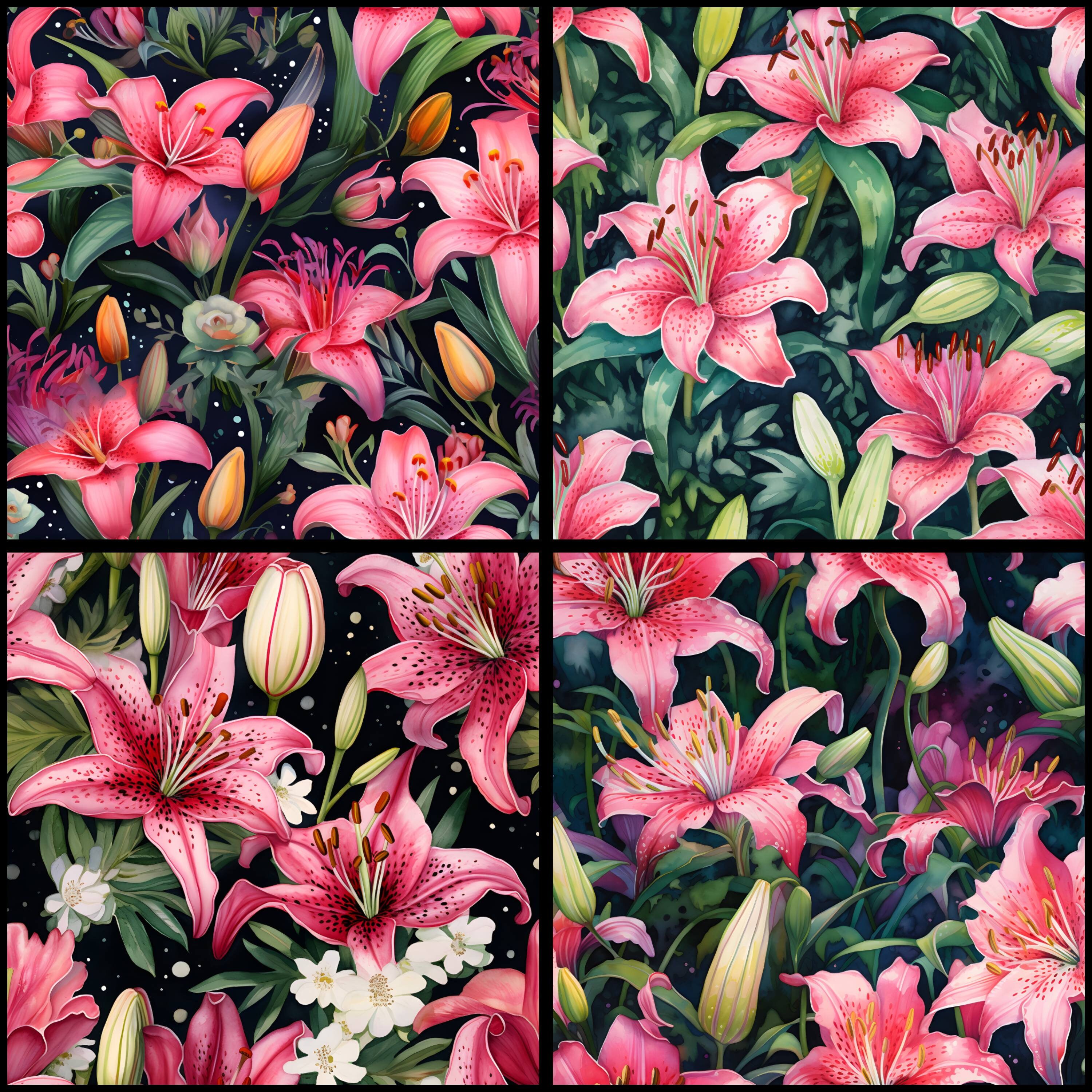 Digital Paper Stargazer Lily Pattern Instant Download Seamless Digital ...