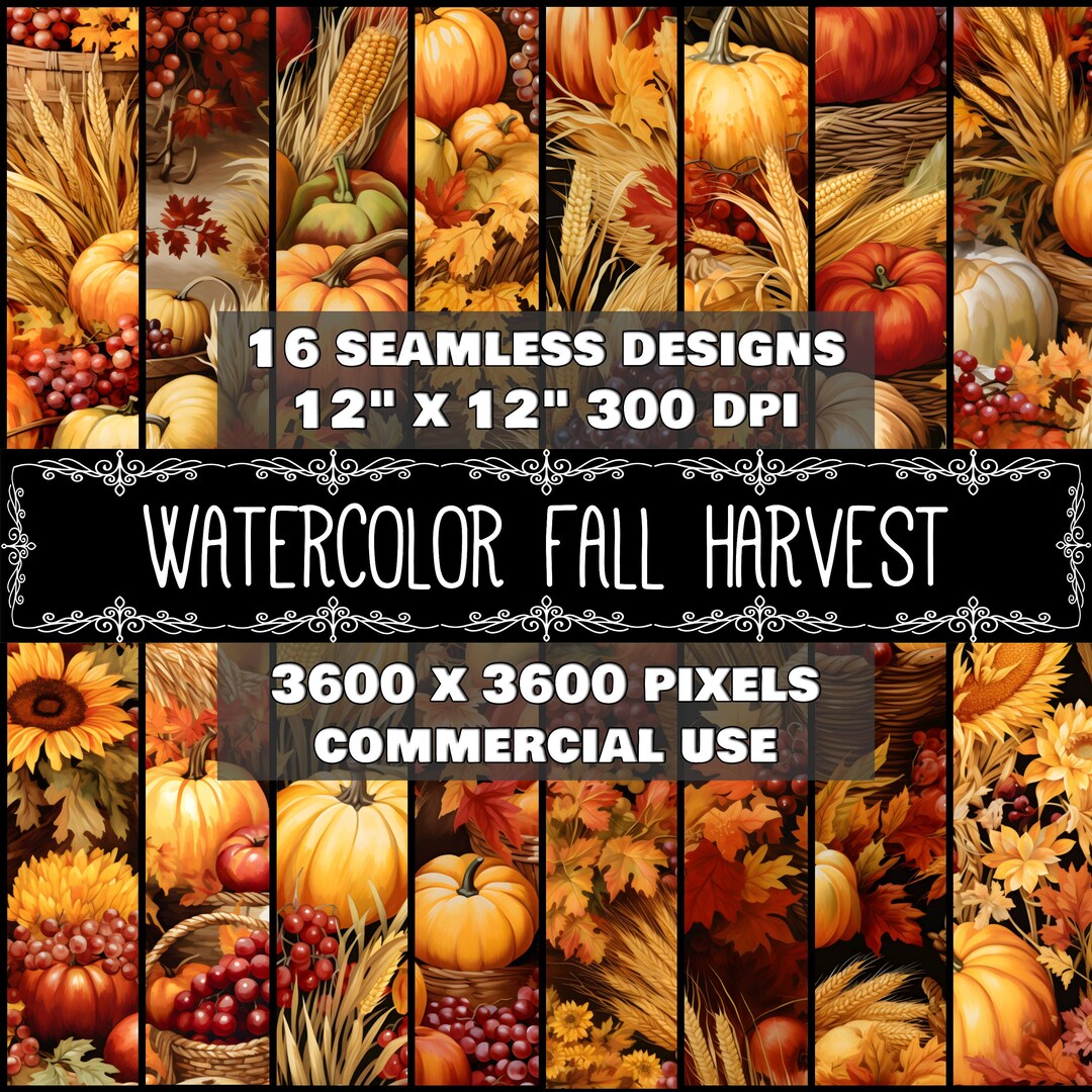 Digital Paper Harvest Pattern Seamless Instant Download Digital Paper ...