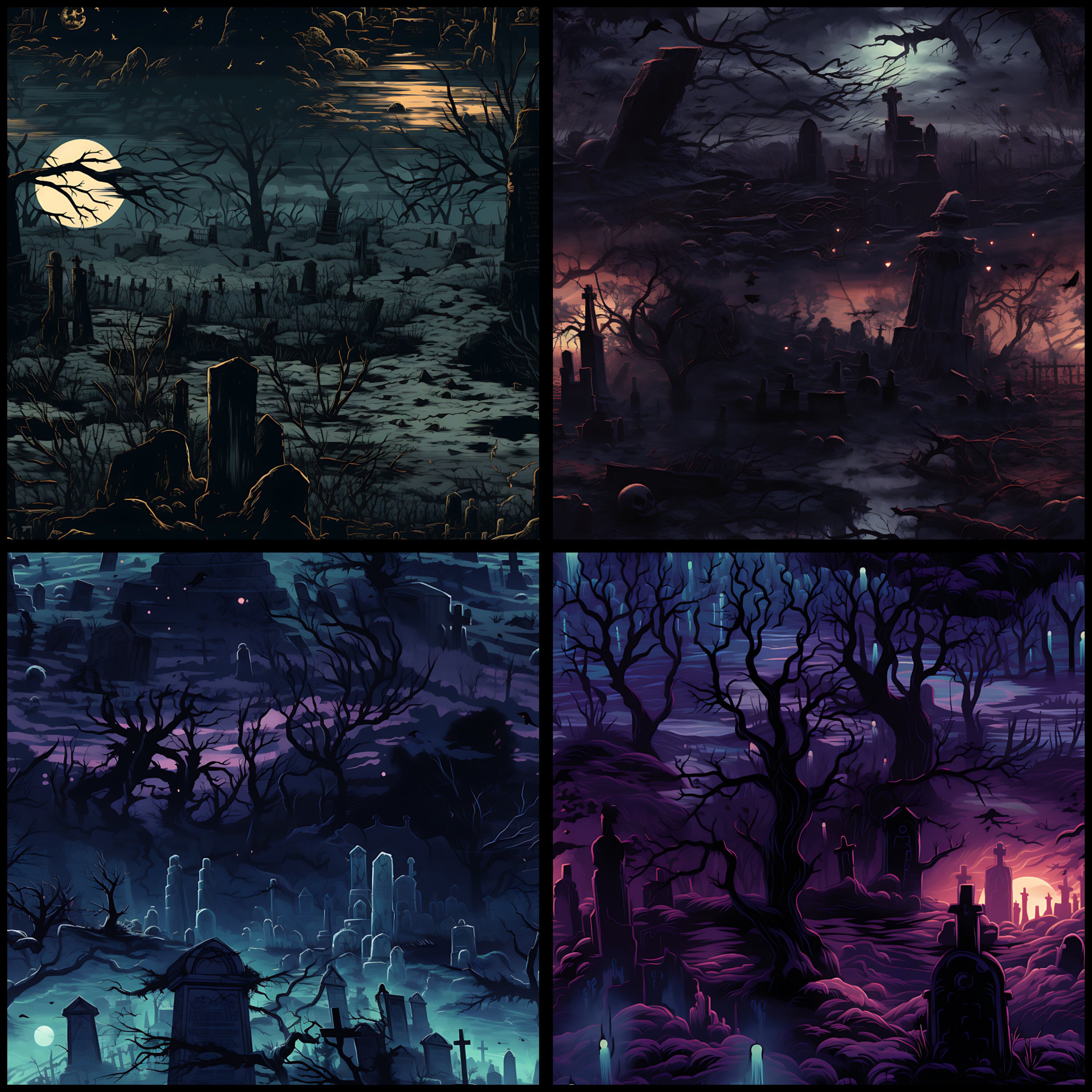 Halloween Digital Paper Cemetery Pattern Instant Download Seamless ...