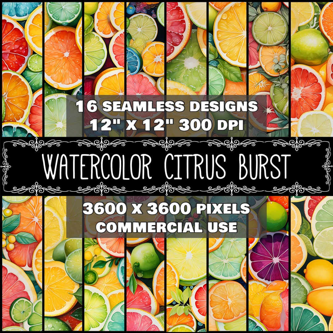 Digital Paper Citrus Pattern Instant Download Seamless Digital ...