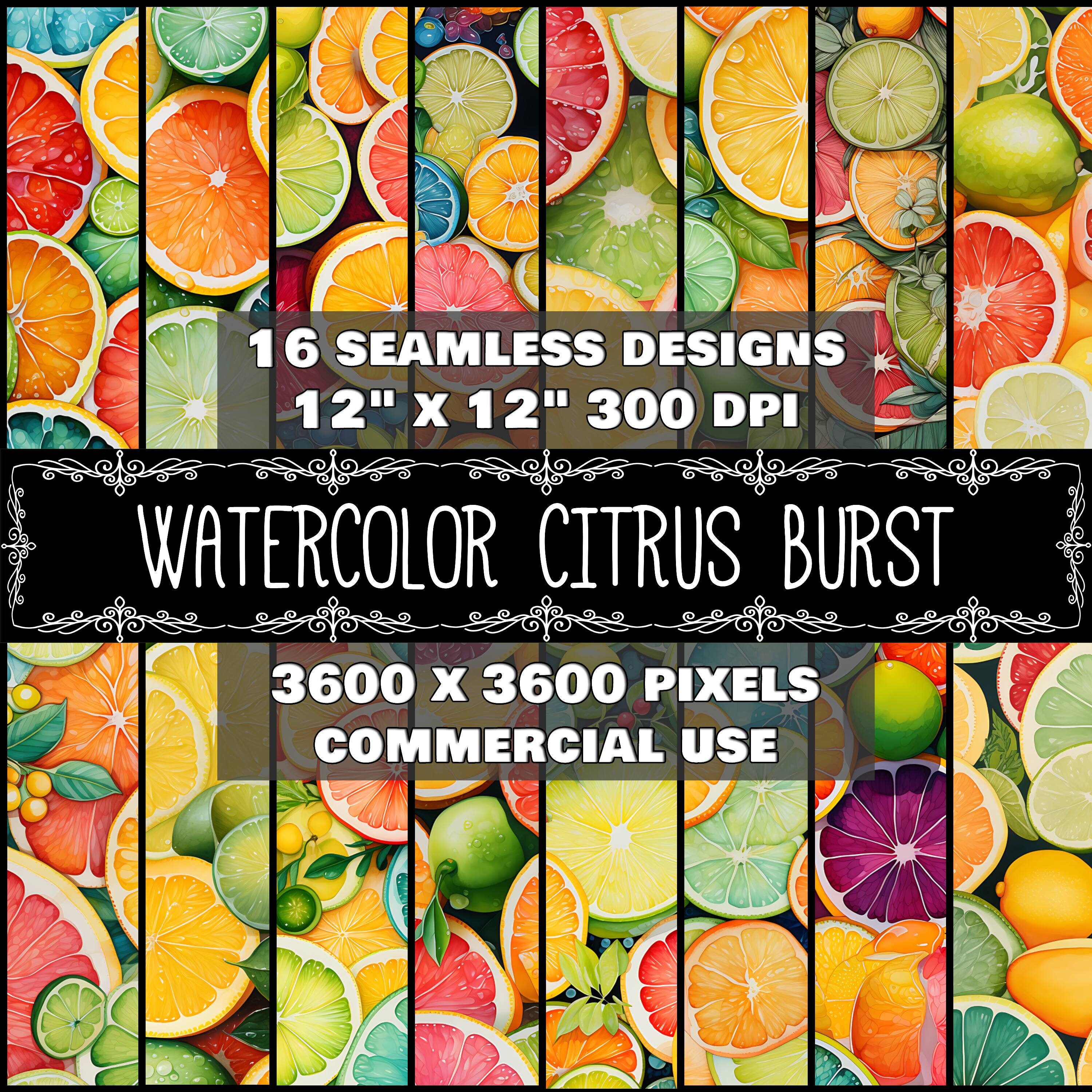 Digital Paper Citrus Pattern Instant Download Seamless Digital ...