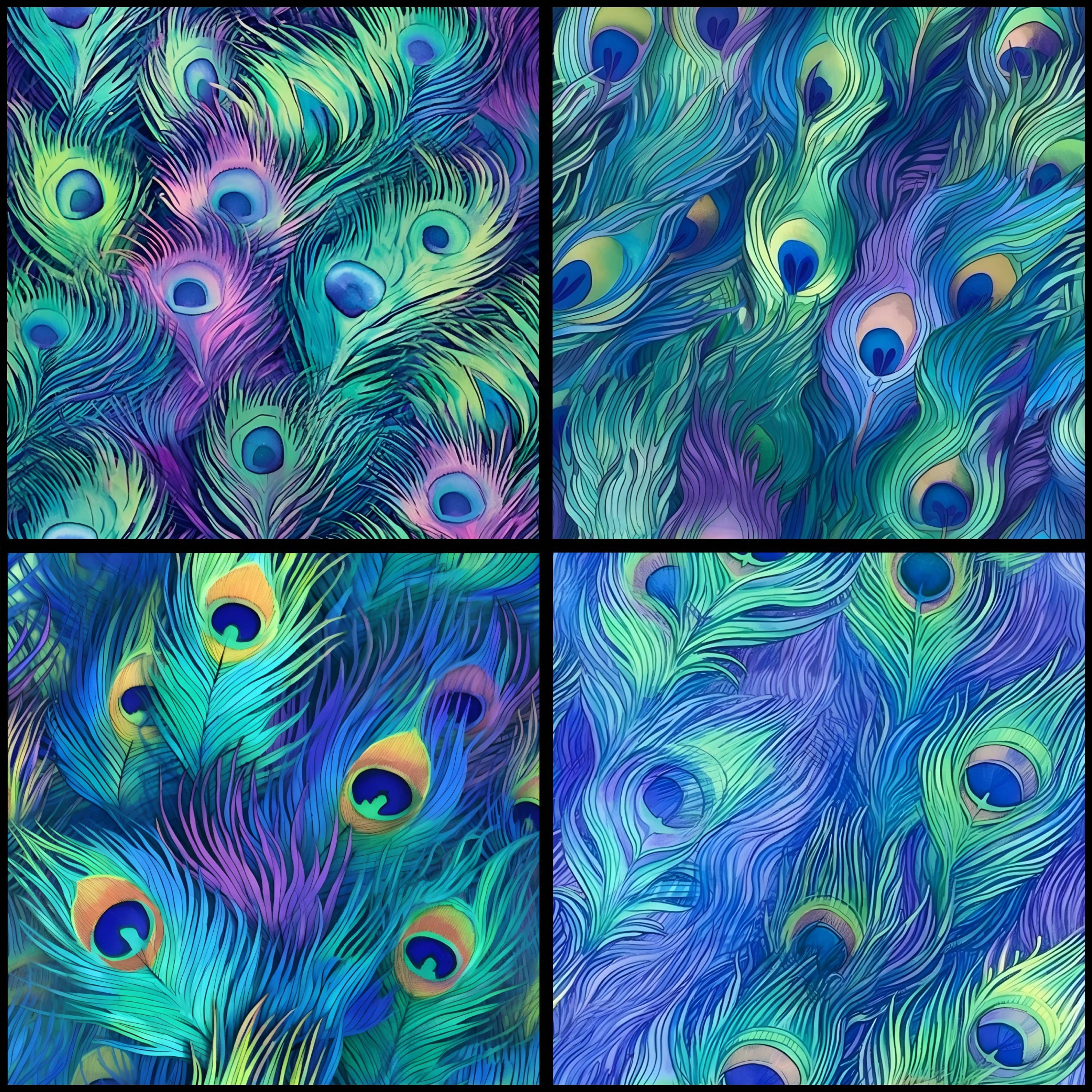 Digital Paper Peacock Feather Pattern Instant Download Seamless Digital ...