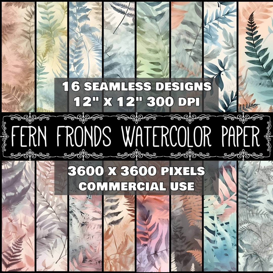 Digital Paper Fern Pattern Instant Download Seamless Digital Watercolor ...