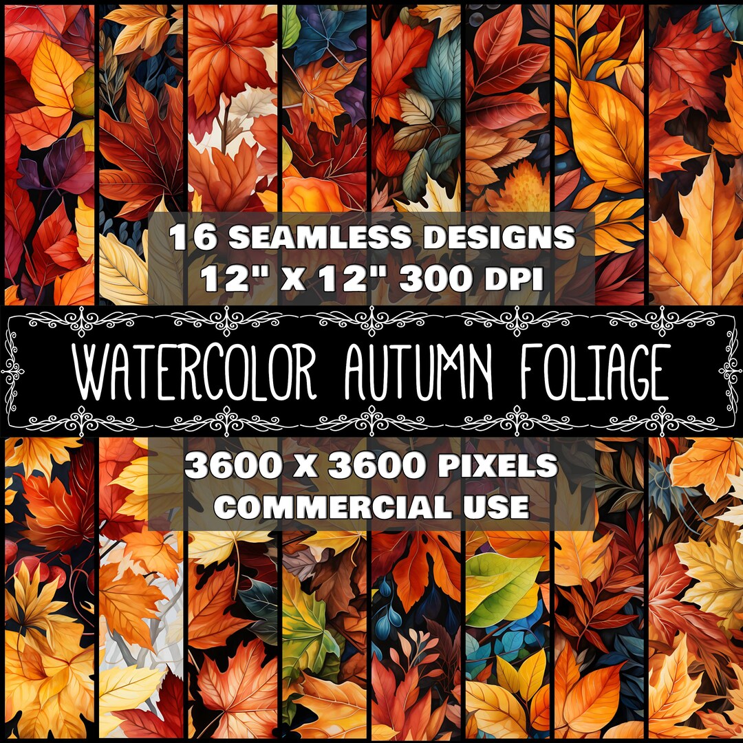 Digital Paper Foliage Pattern Instant Download Seamless Digital Autumn ...