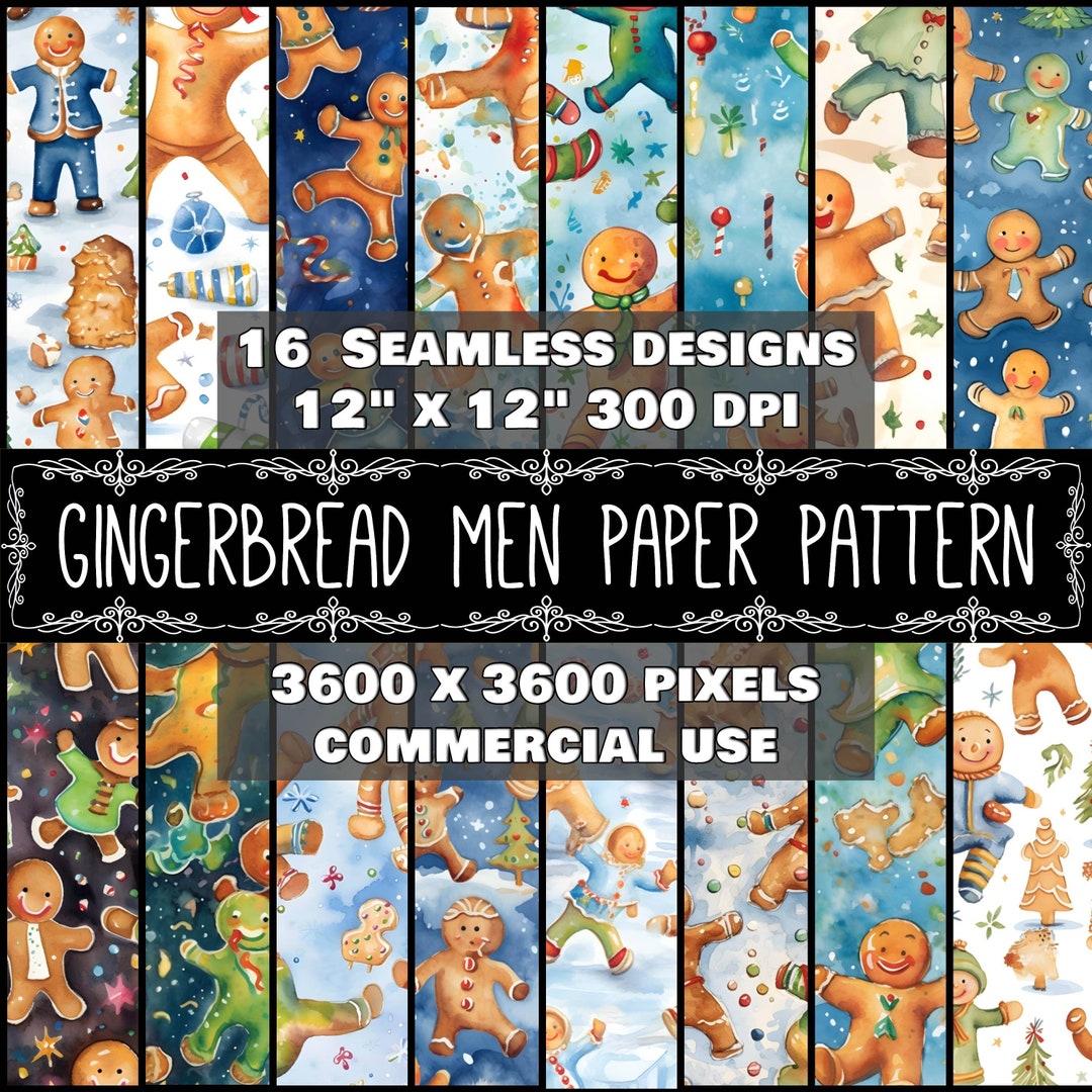 Digital Paper Gingerbread Men Pattern Instant Download Seamless Digital ...
