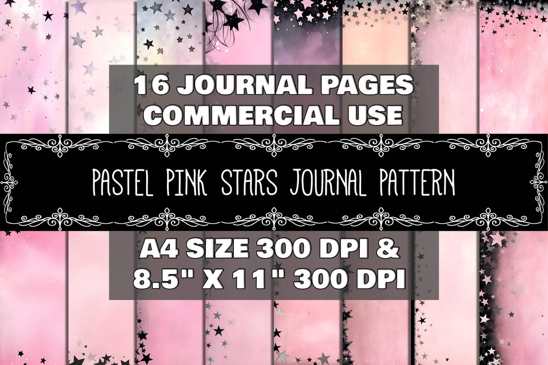 Digital Journal Pink Stars Pattern Instant Download Digital Journal ...